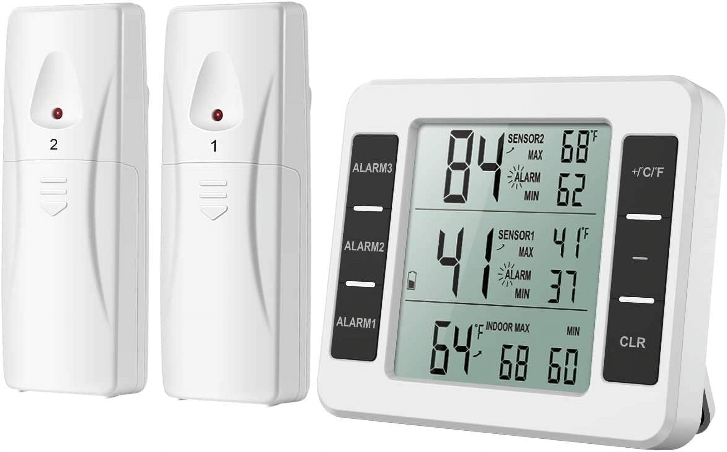 AMIR Digital Wireless Fridge Thermometer - Indoor/Outdoor with Audible ...
