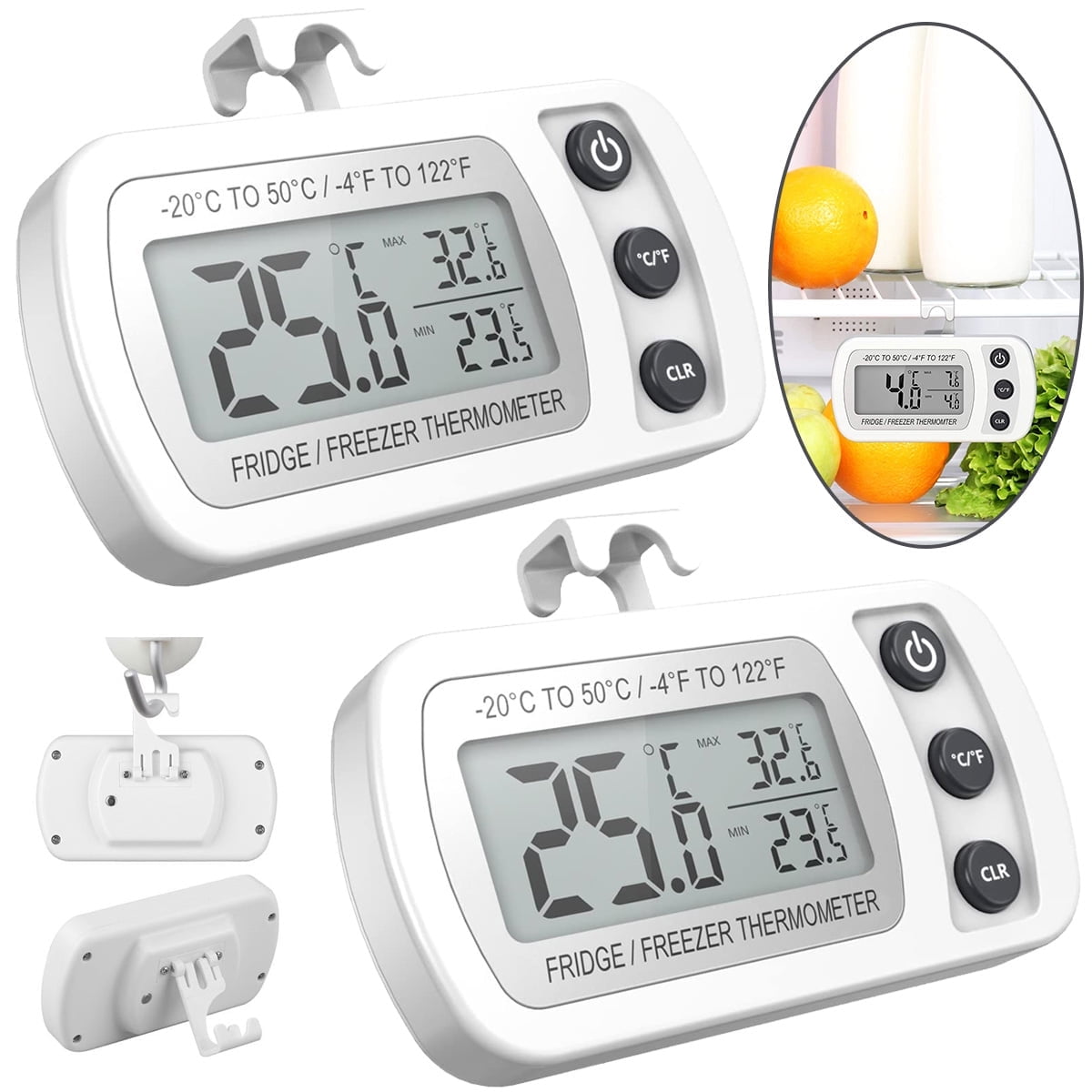 Refrigerator Thermometer, Digital Fridge Freeze Room Thermometer ...