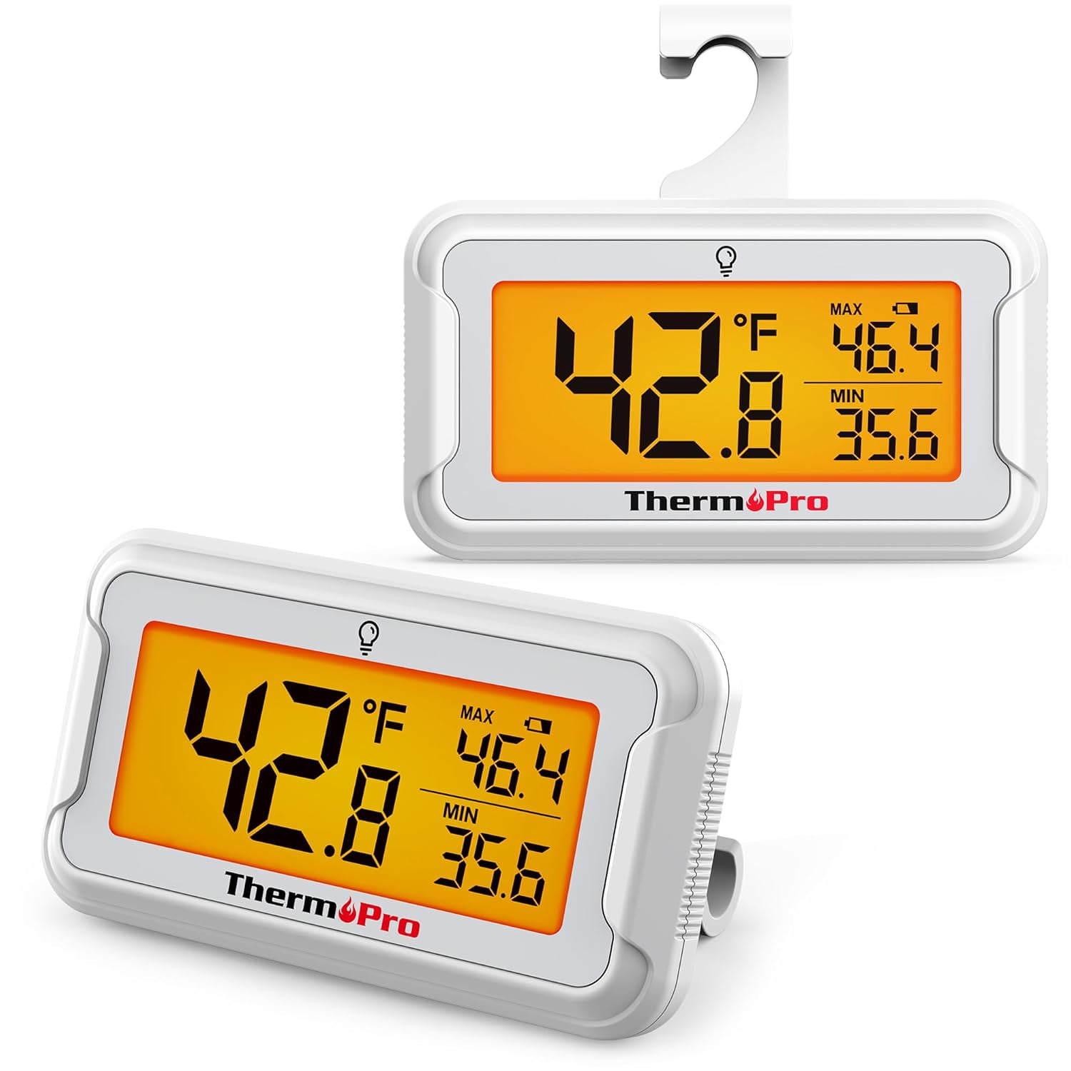 Refrigerator Thermometer with Large Backlit LCD Display, Waterproof ...