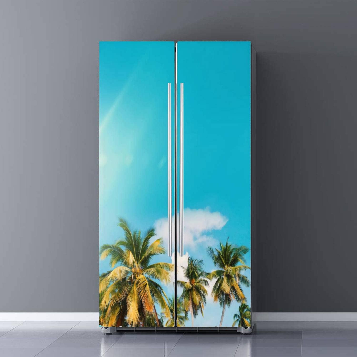 Refrigerator packaging Ocean Beach Palm Beach coconut tree Refrigerator ...