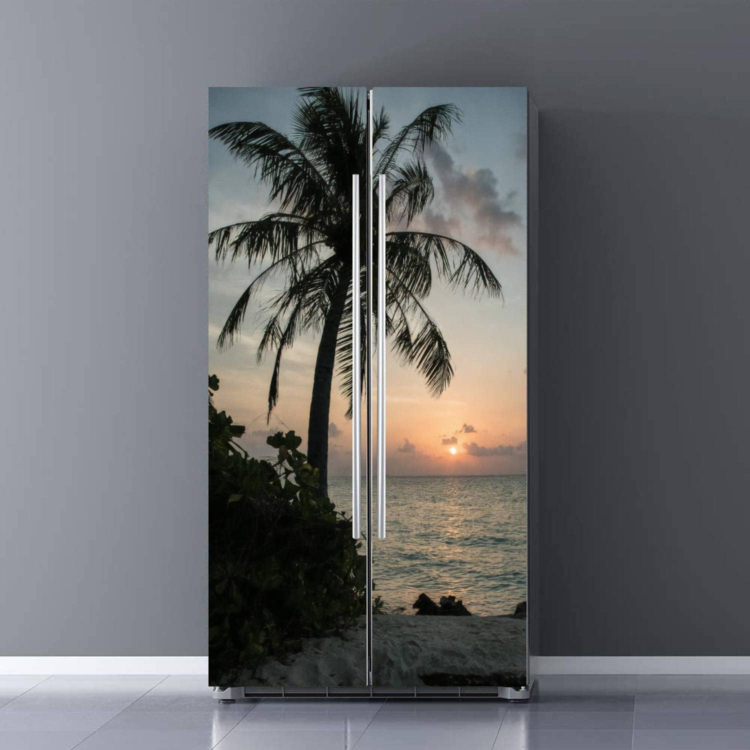 Refrigerator packaging Ocean Beach Palm Beach coconut tree Refrigerator ...