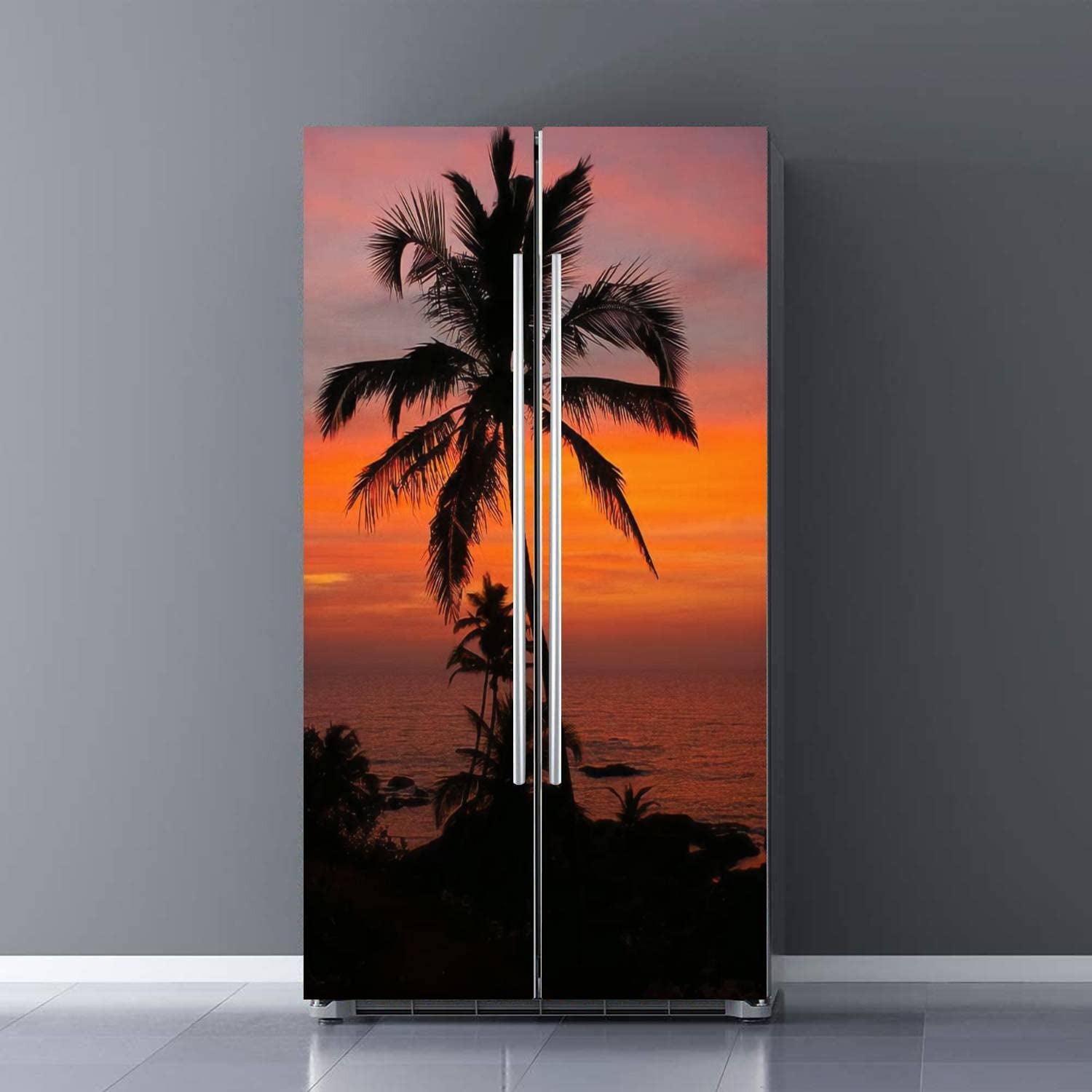 Refrigerator packaging Ocean Beach Palm Beach coconut tree Refrigerator ...