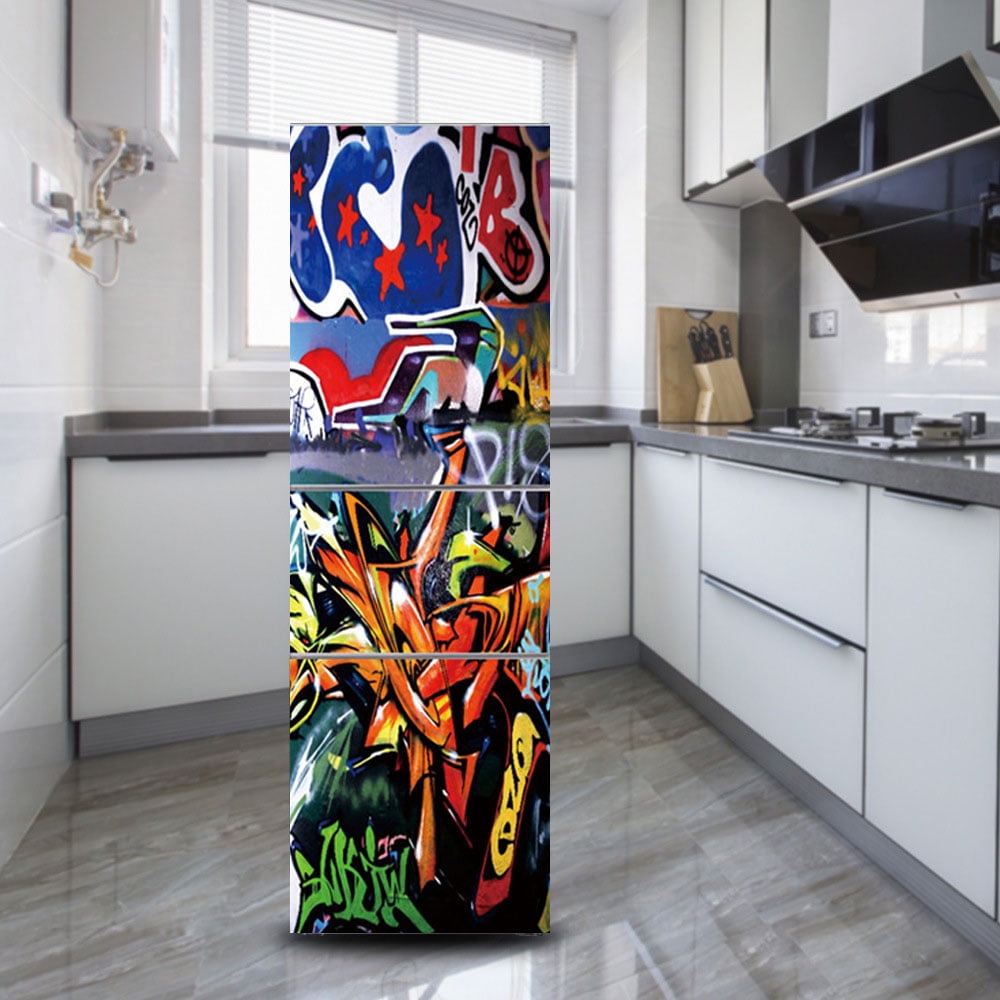 Refrigerator sticker landscape flower refrigerator lid waterproof ...