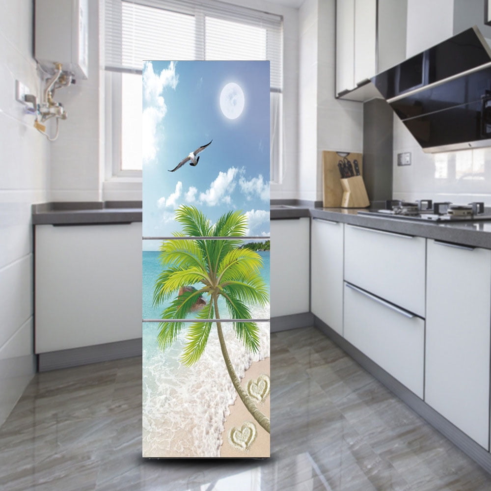 Refrigerator sticker landscape flower refrigerator lid waterproof ...