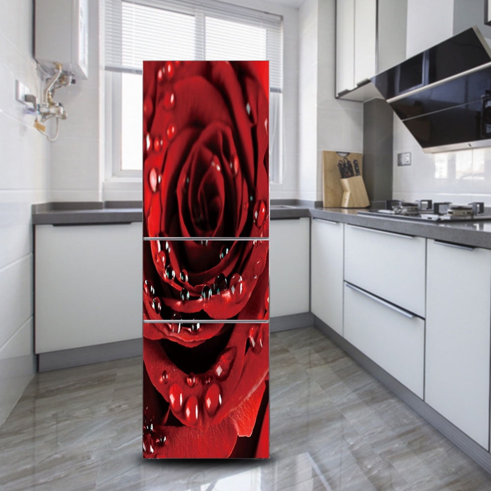 Refrigerator sticker landscape flower refrigerator lid waterproof ...