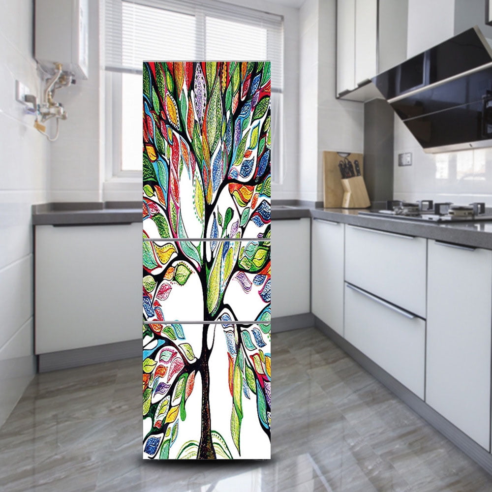 Refrigerator sticker landscape flower refrigerator lid waterproof ...