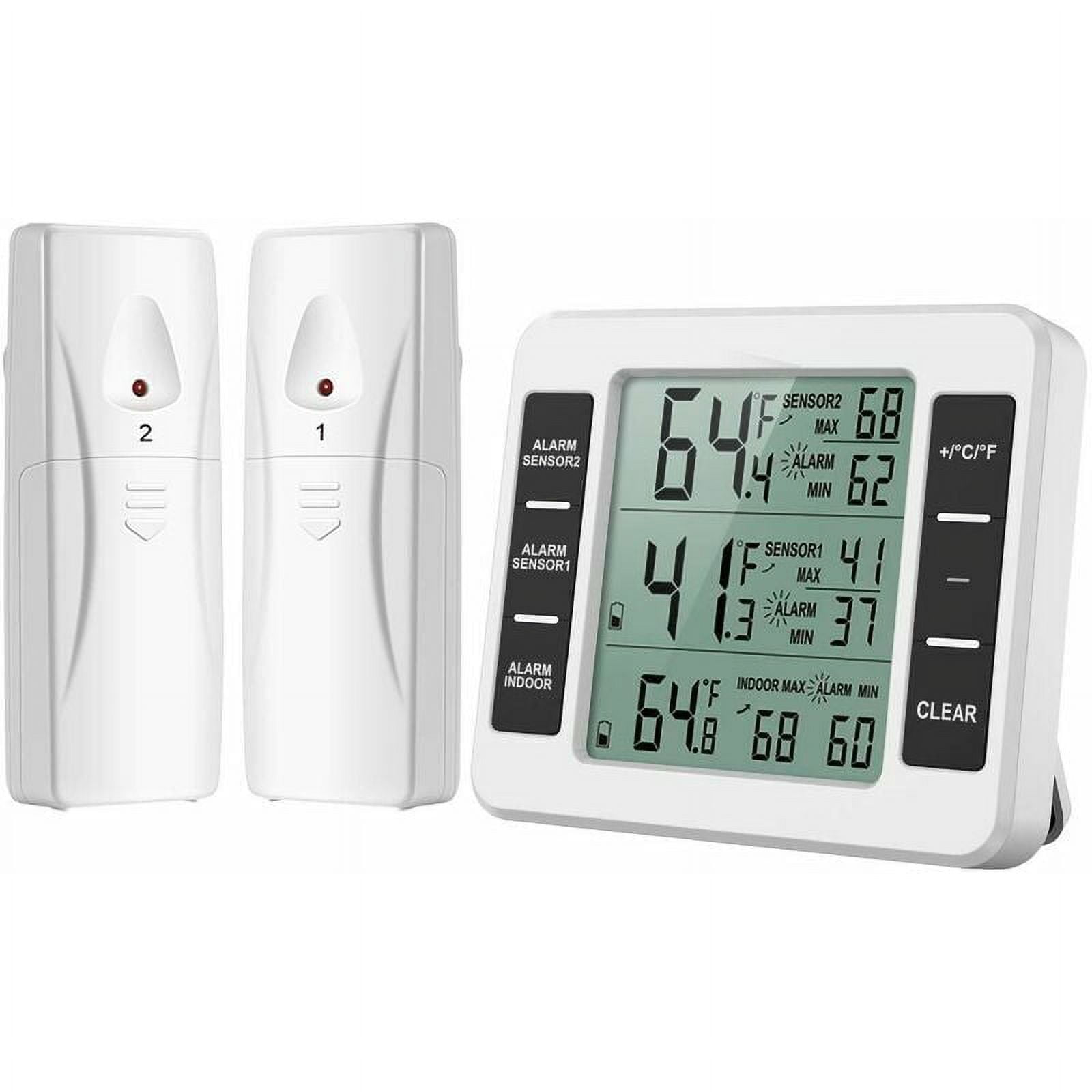 Refrigerator thermometer, wireless refrigerator thermometer with 2 ...