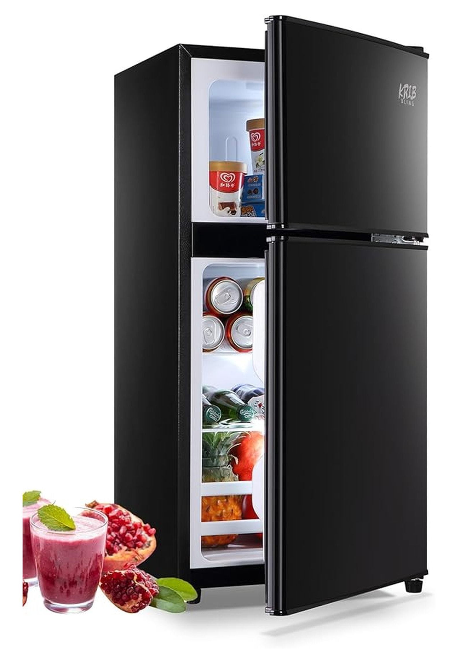 Refrigerator with Freezer, 3.5 Cu.Ft Mini Fridge,Lock ,7 Level ...