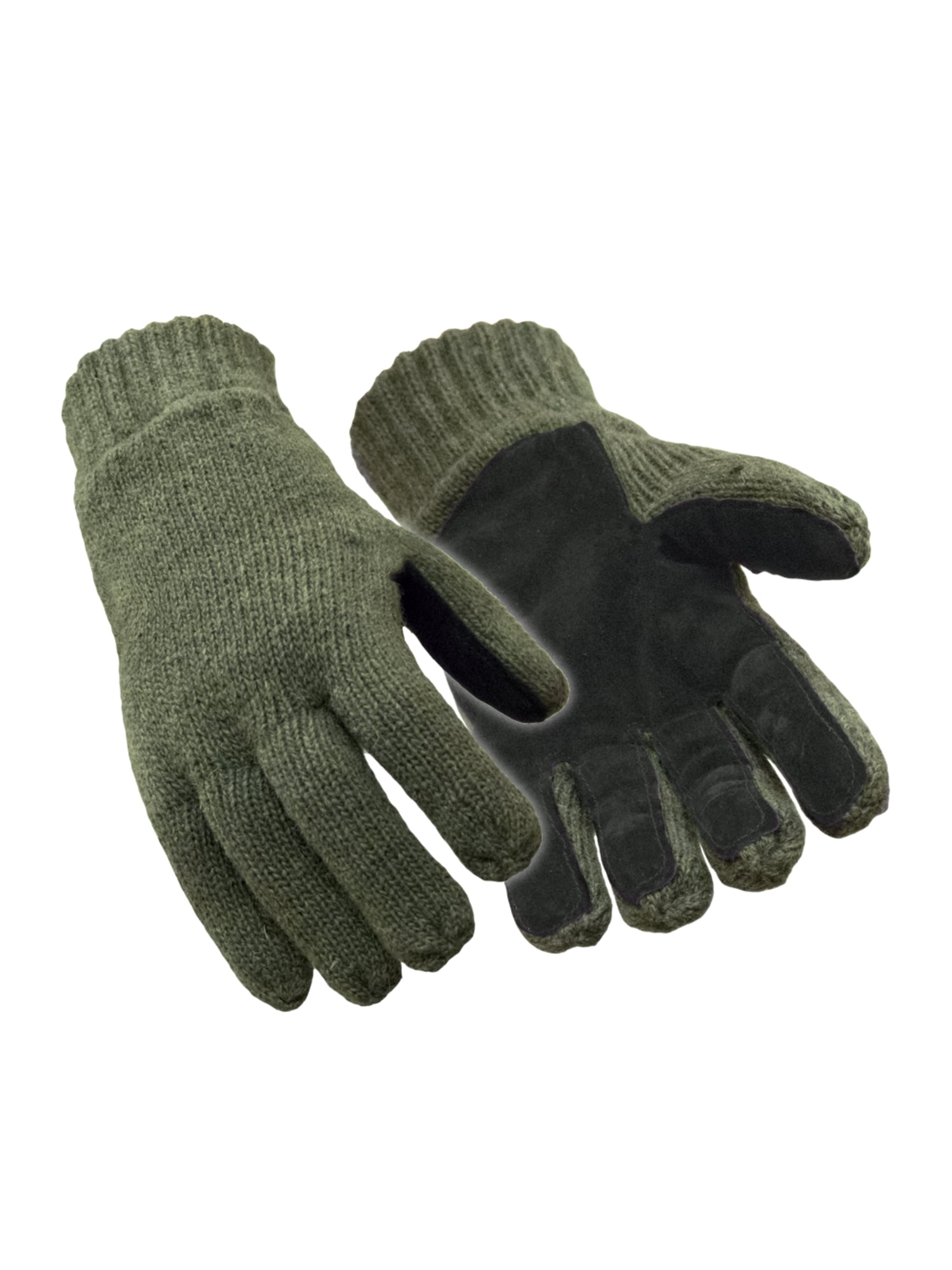 RefrigiWear Fleece Lined Insulated Ragg Wool Gloves with Leather Palm ...