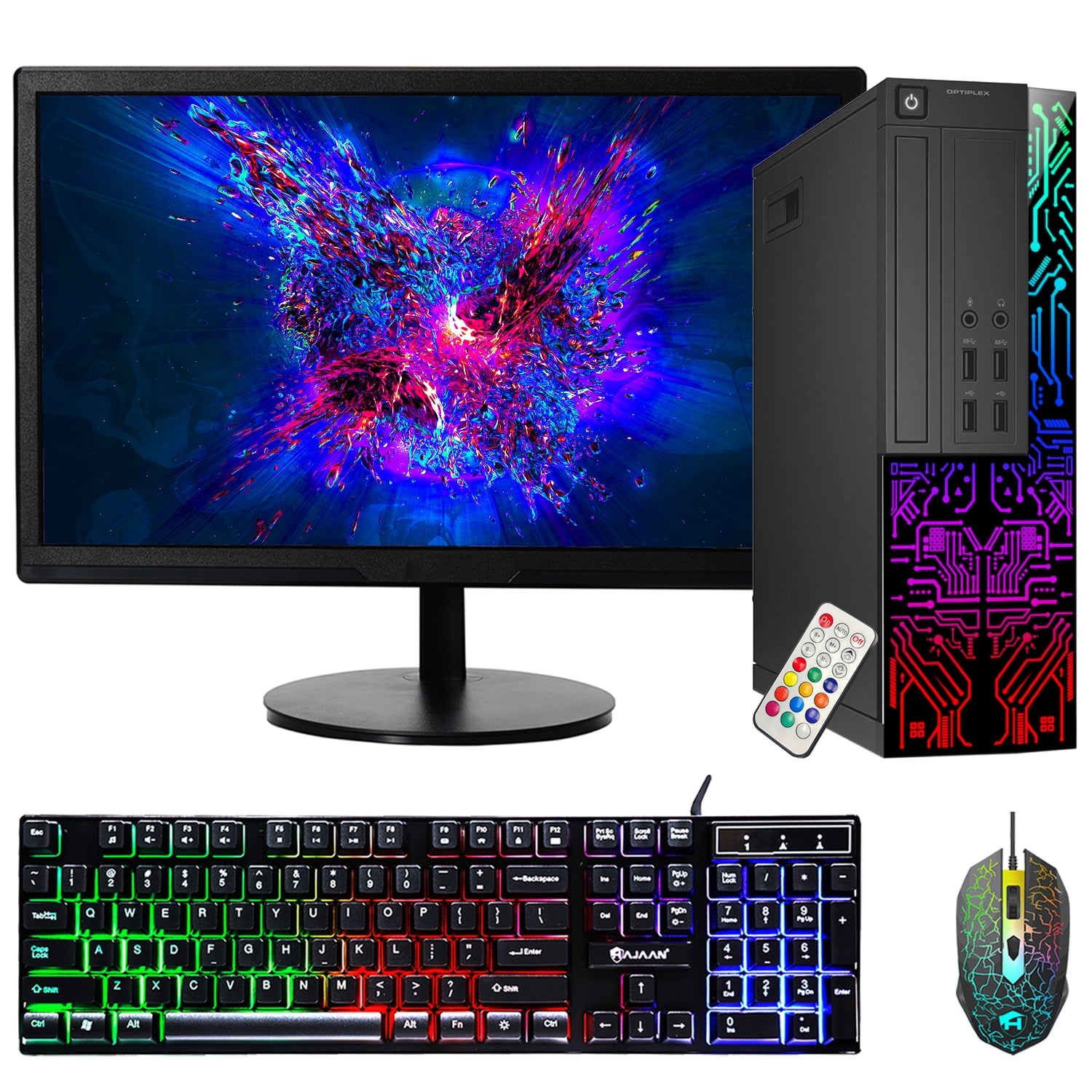 Restored Dell OptiPlex Desktop Customized RGB Lights Computer with 24 ...