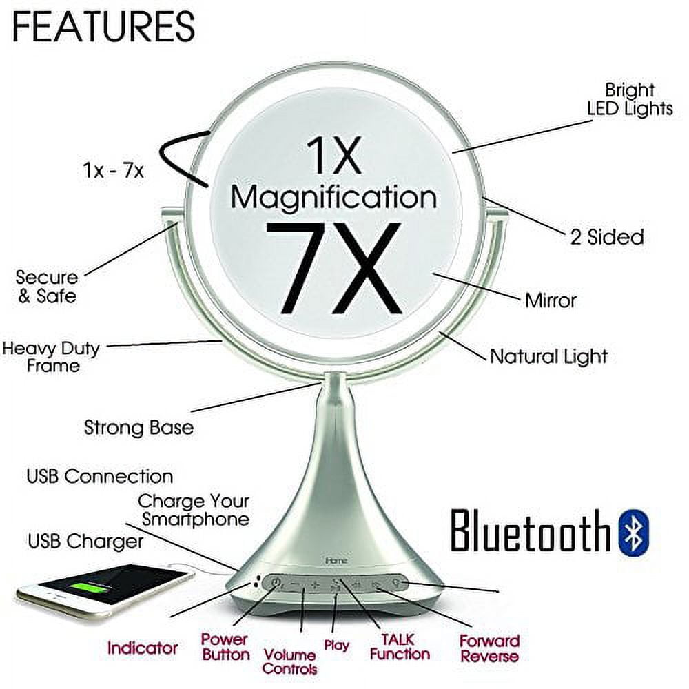 iHome iCVBT7 Bluetooth Vanity Mirror with Speaker (Refurbished ...