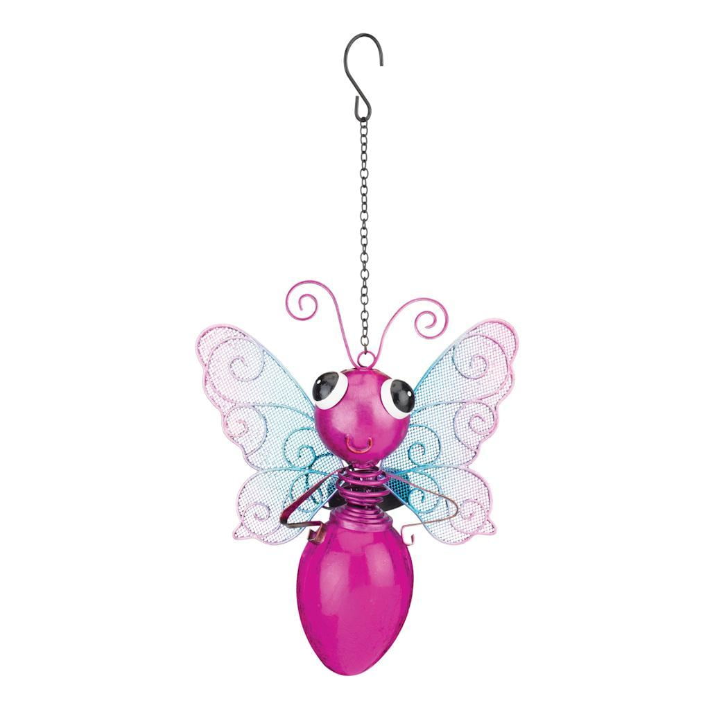 Home & Garden Solar Butterfly Lantern Pink Metal Led String Lights ...