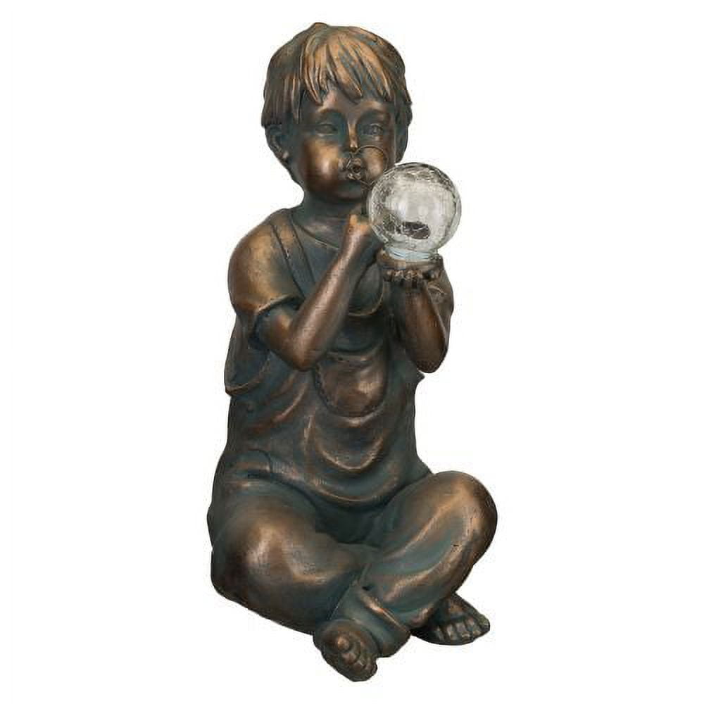 Regal Art and Gift 12186 - Bronze Solar Boy Garden Statue - Walmart.com