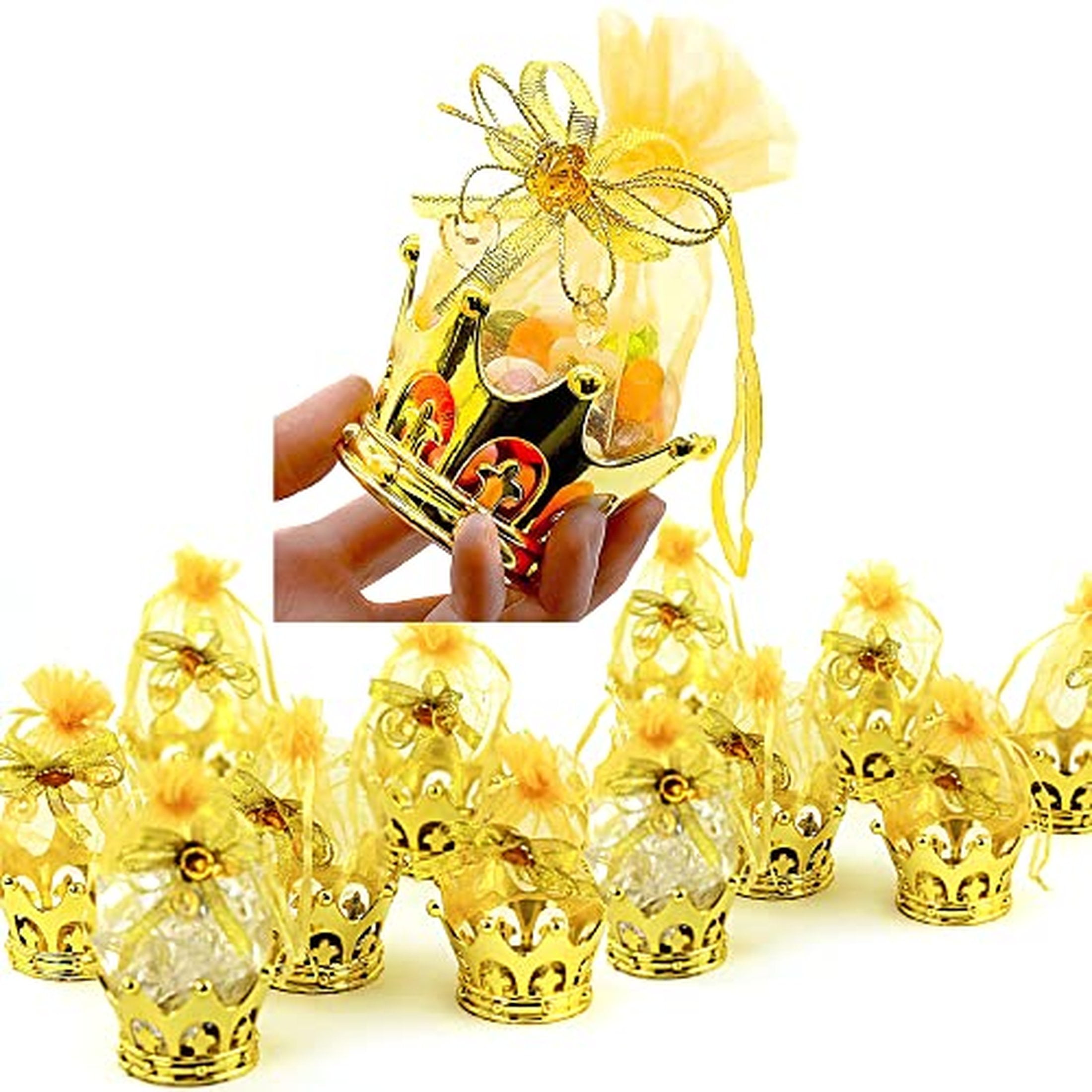 Regal Bloom Crown Party Favors - Set of 48 Gold Fillable Crowns with ...