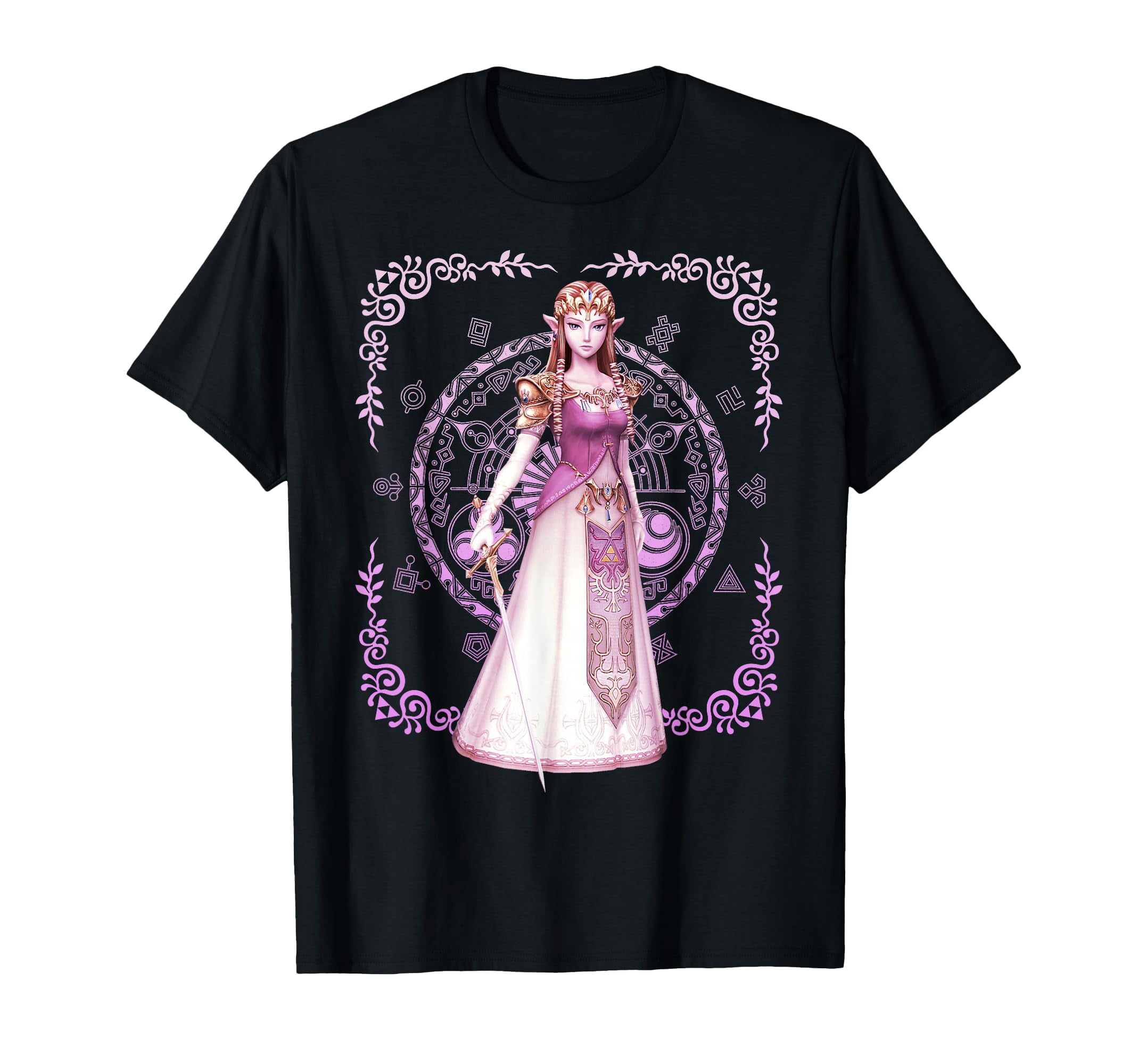 Regal Character Portrait Pink Ornate Border Graphic T-Shirt for Stylish ...
