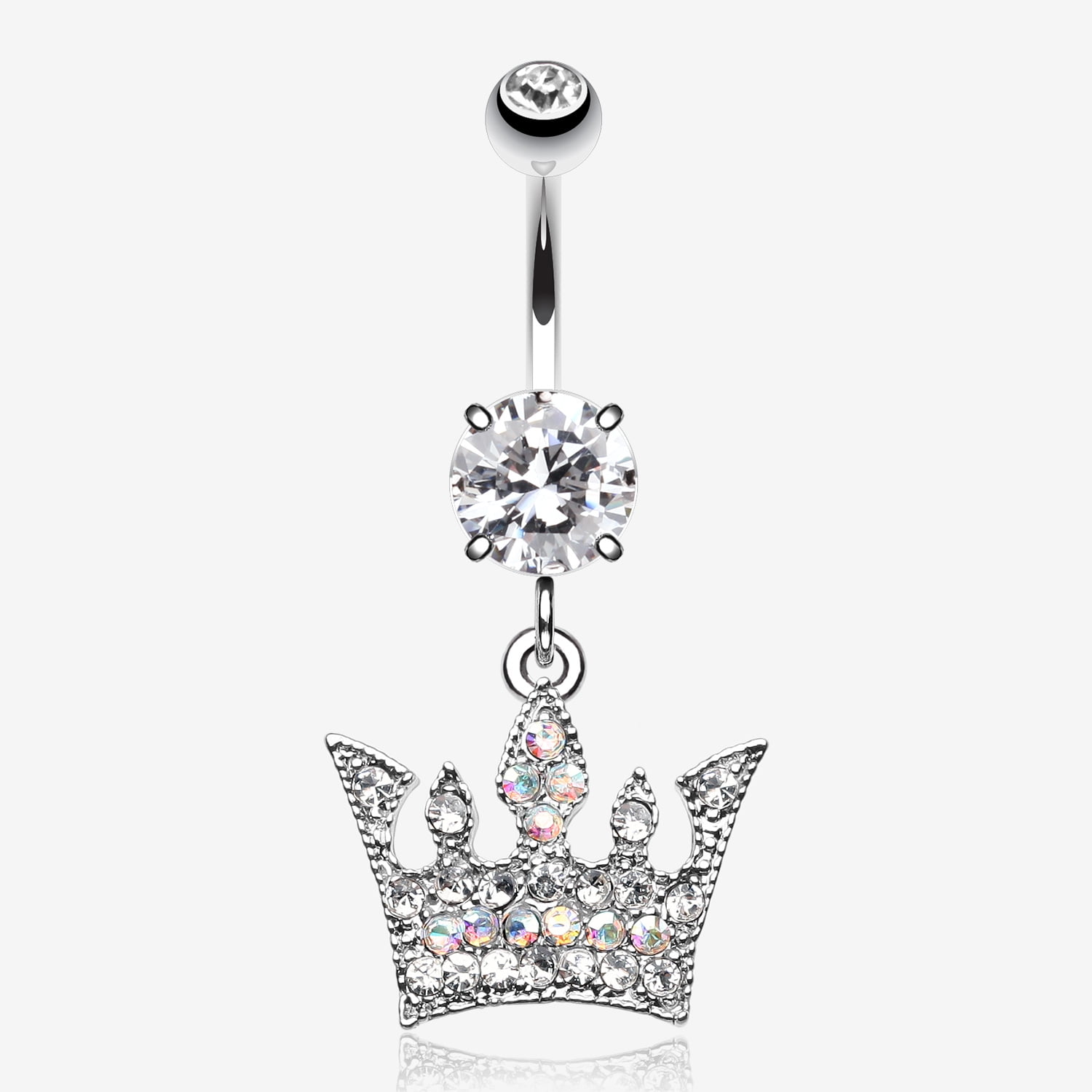Regal Crown Belly Button Ring-Clear Gem - Walmart.com