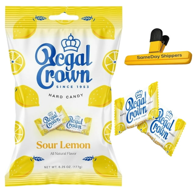 Regal Crown Sour Lemon Hard Candy, Individually Wrapped, 6.25 oz Peg Bag - Walmart.com