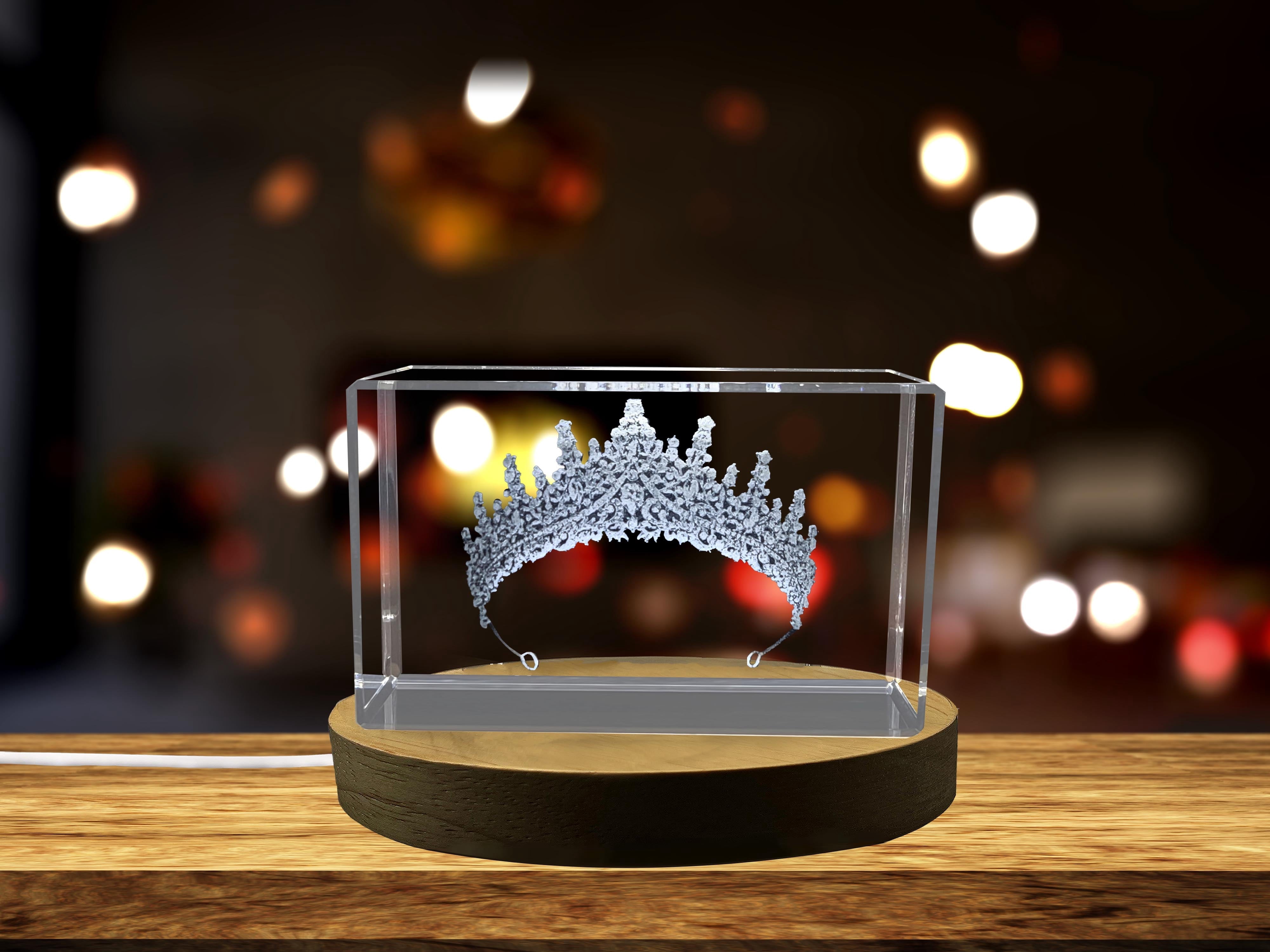 Regal Elegance: 3D Engraved Crystal Wedding Crown - Walmart.com