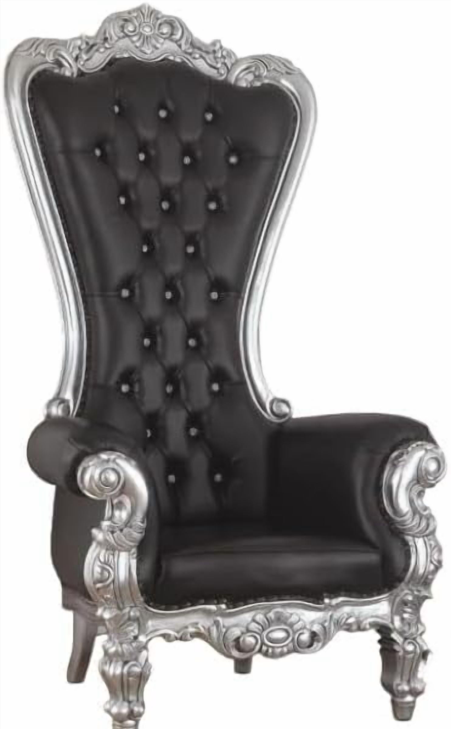 Regal Elegance: High Back Throne Chair in Black with Silver Leaf ...