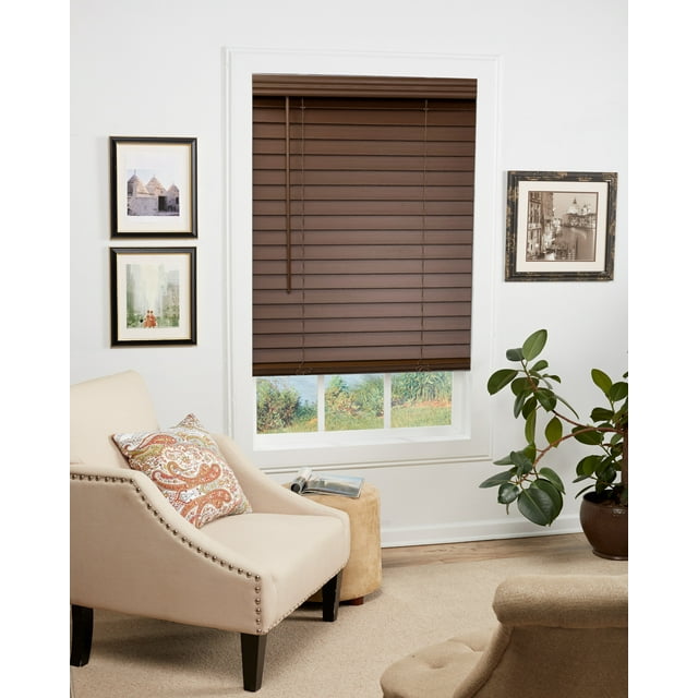 Free Shipping! Regal Estate, 2 inch Cordless Faux Wood Blinds, Dark Oak ...
