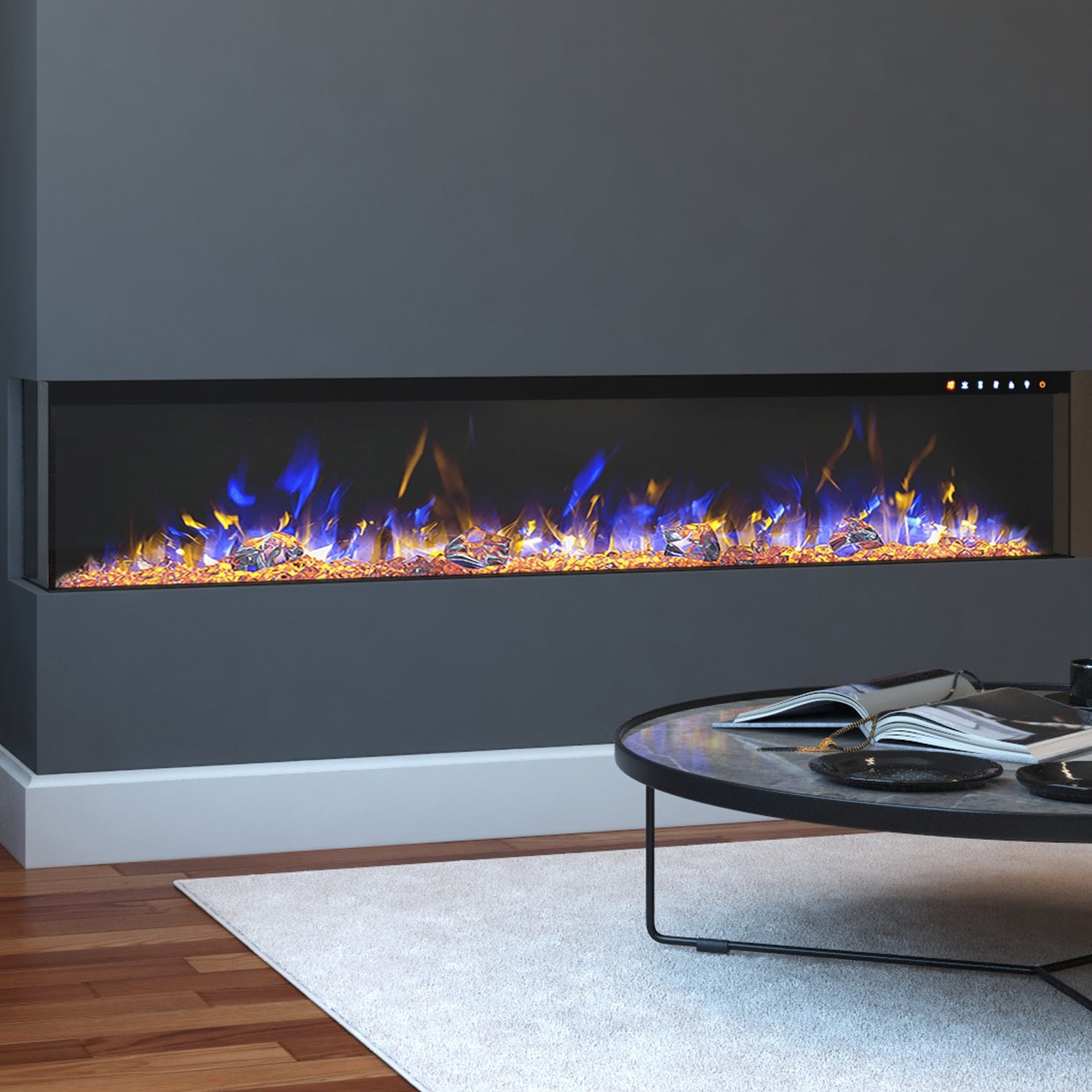 Regal Flame Spectrum 60" Modern Linear Electric 3 Sided Wall Mounted ...