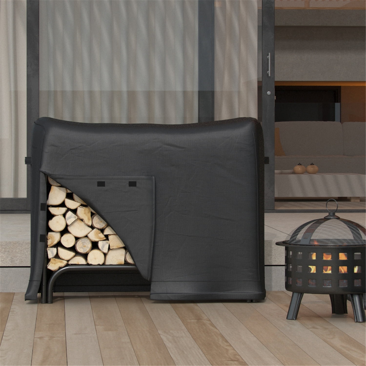 Regal Flame 4 Foot Black Water Resistant Firewood Log Rack Cover ...