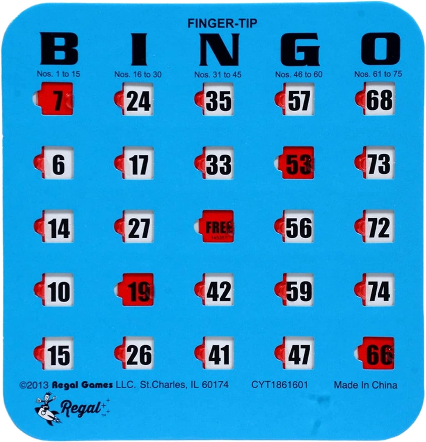 Regal Games Reusable 5 Blue Fingertip Shutter Slide Bingo Cards with ...