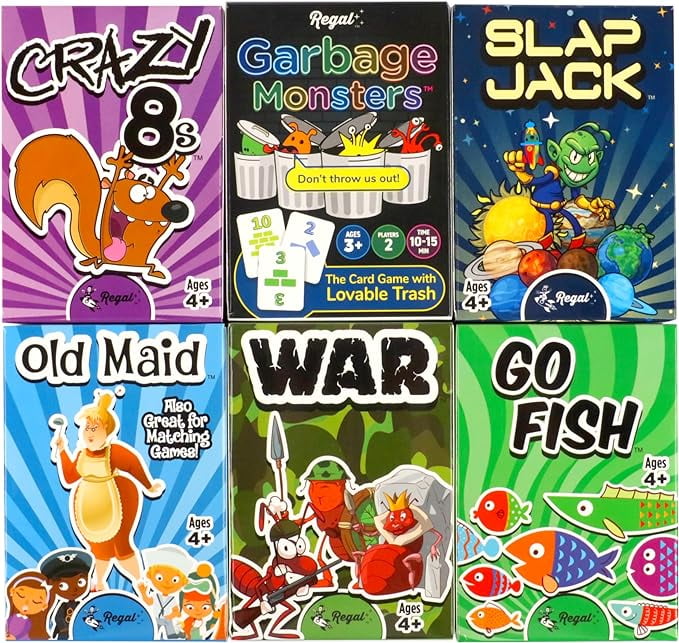 Regal Games Card Games for Kids - Go Fish, Crazy 8's, Old Maid, Slap ...