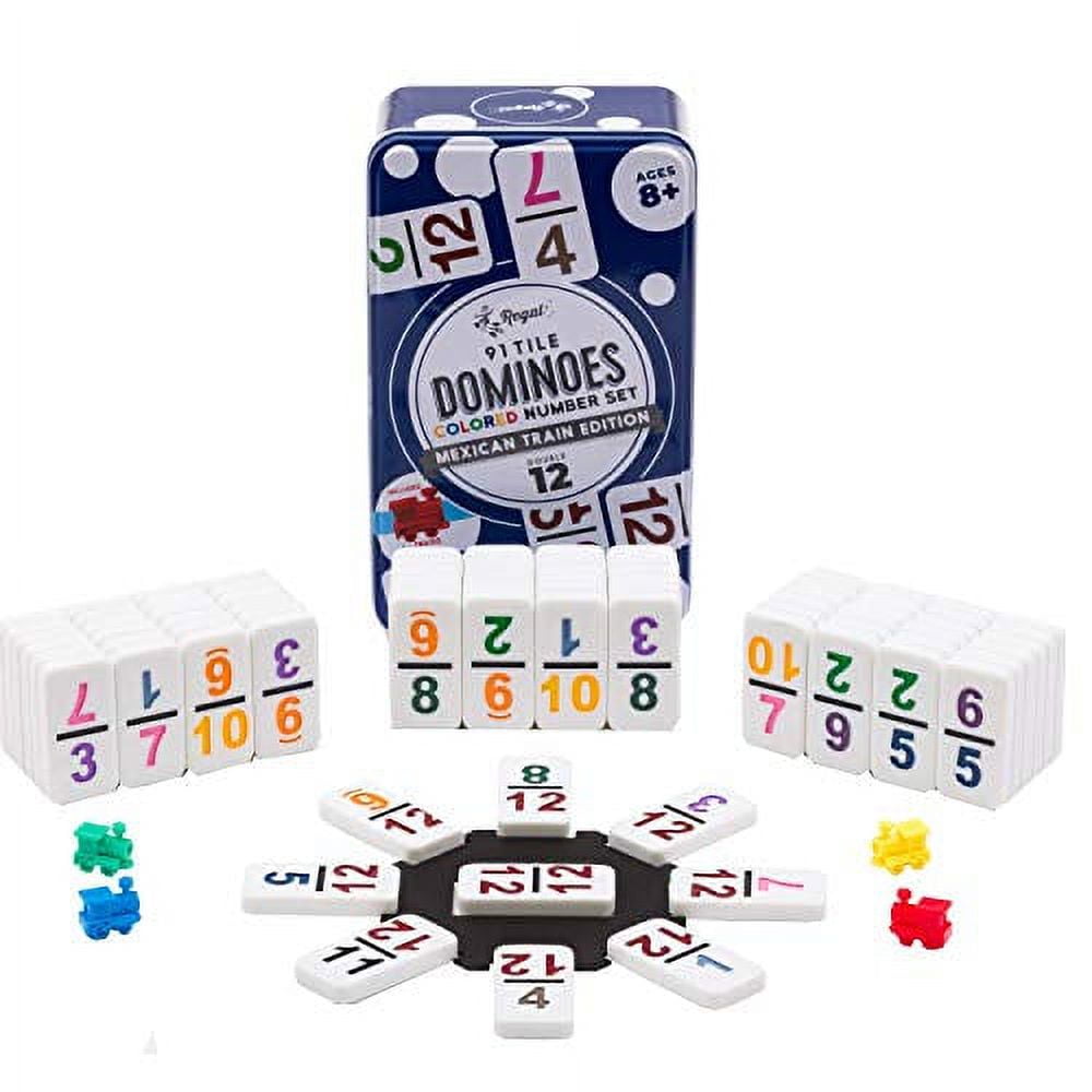 Regal Games Double 12 Colored Number Dominoes Mexican Train Game Set ...