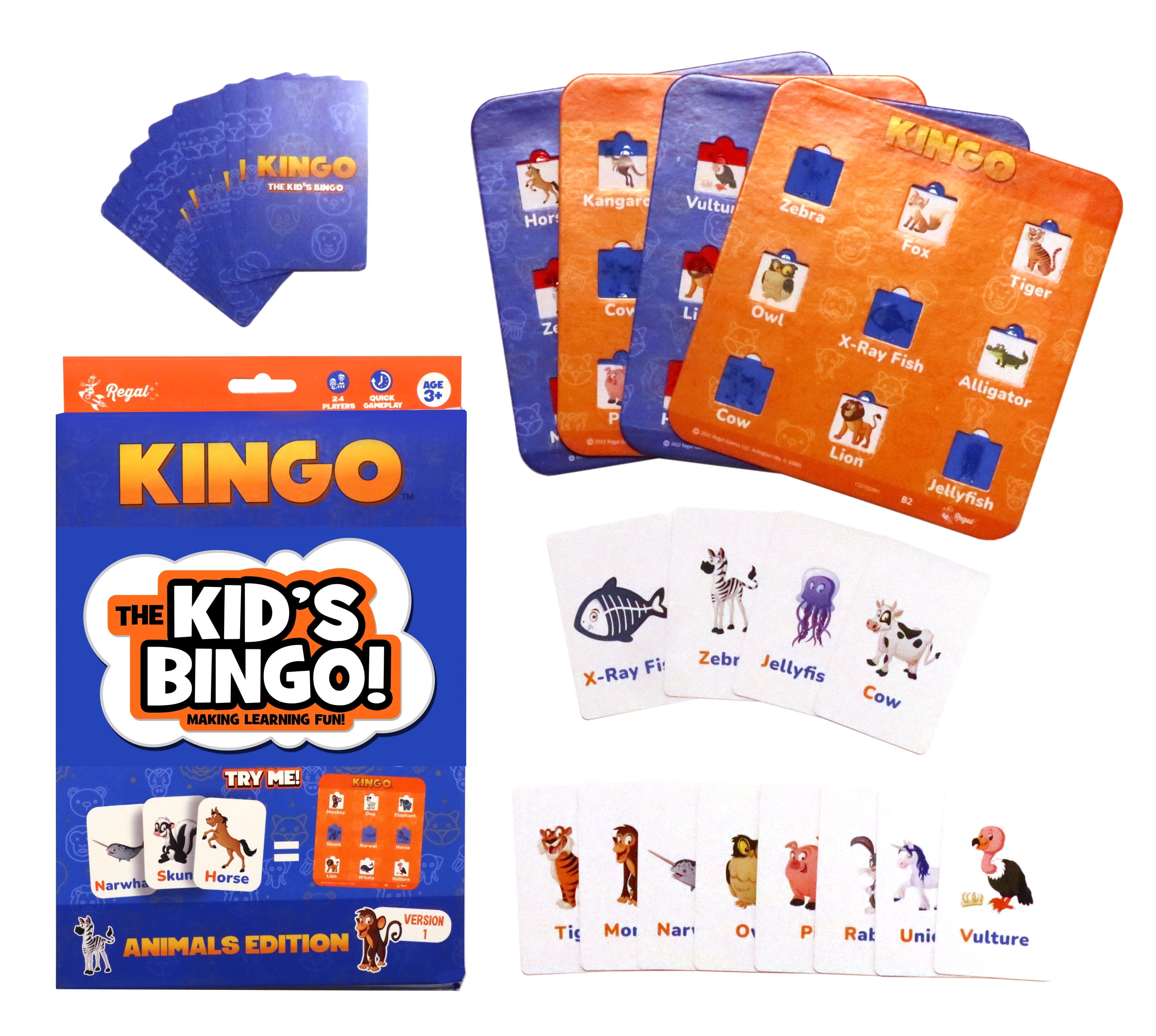 Regal Games, Kingo The Kid's Bingo for Fun & Learning Activities, Animals Edition, Ideal for ...