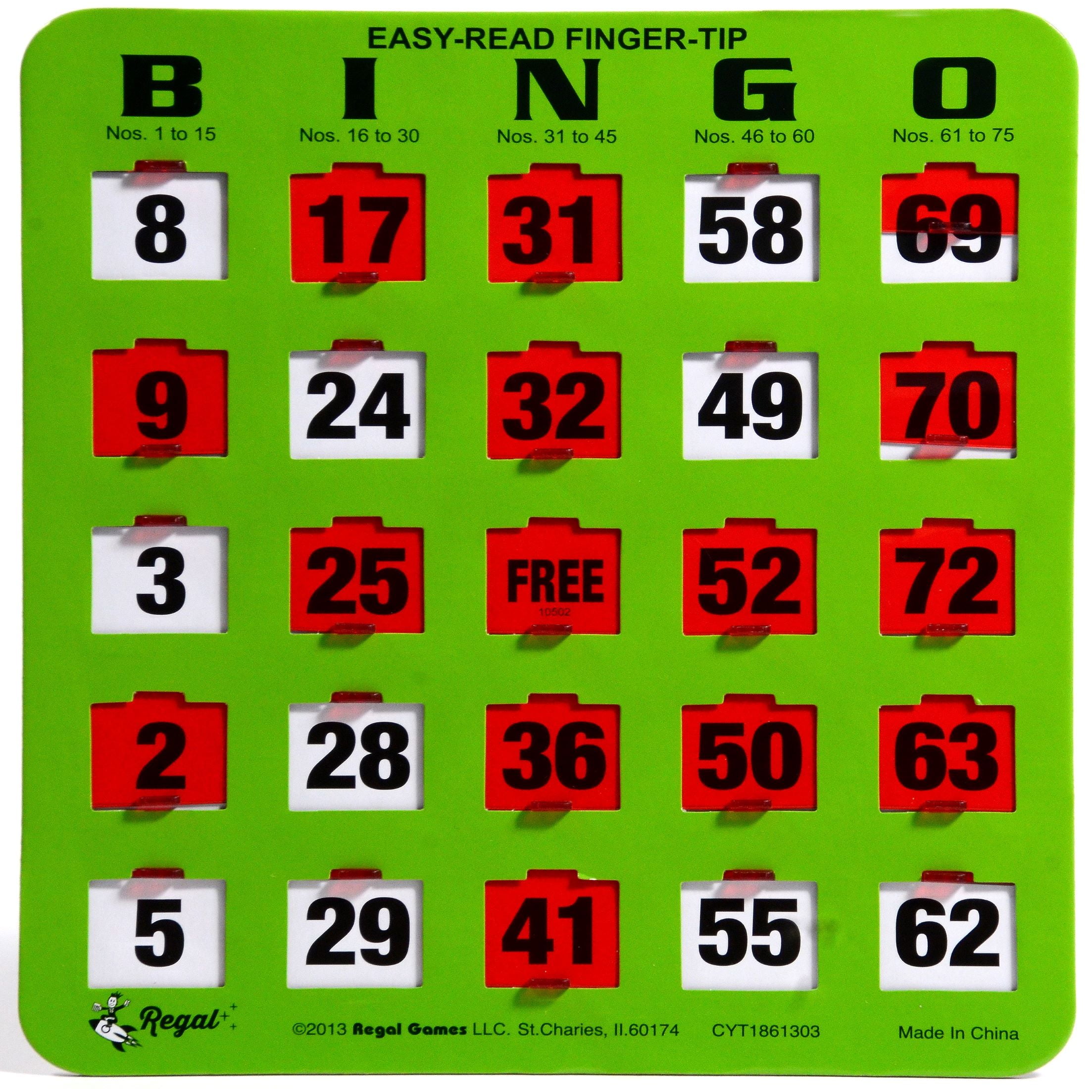 Regal Games Oversized Fingertip Shutter Slide Bingo Cards, Green, 25 ...