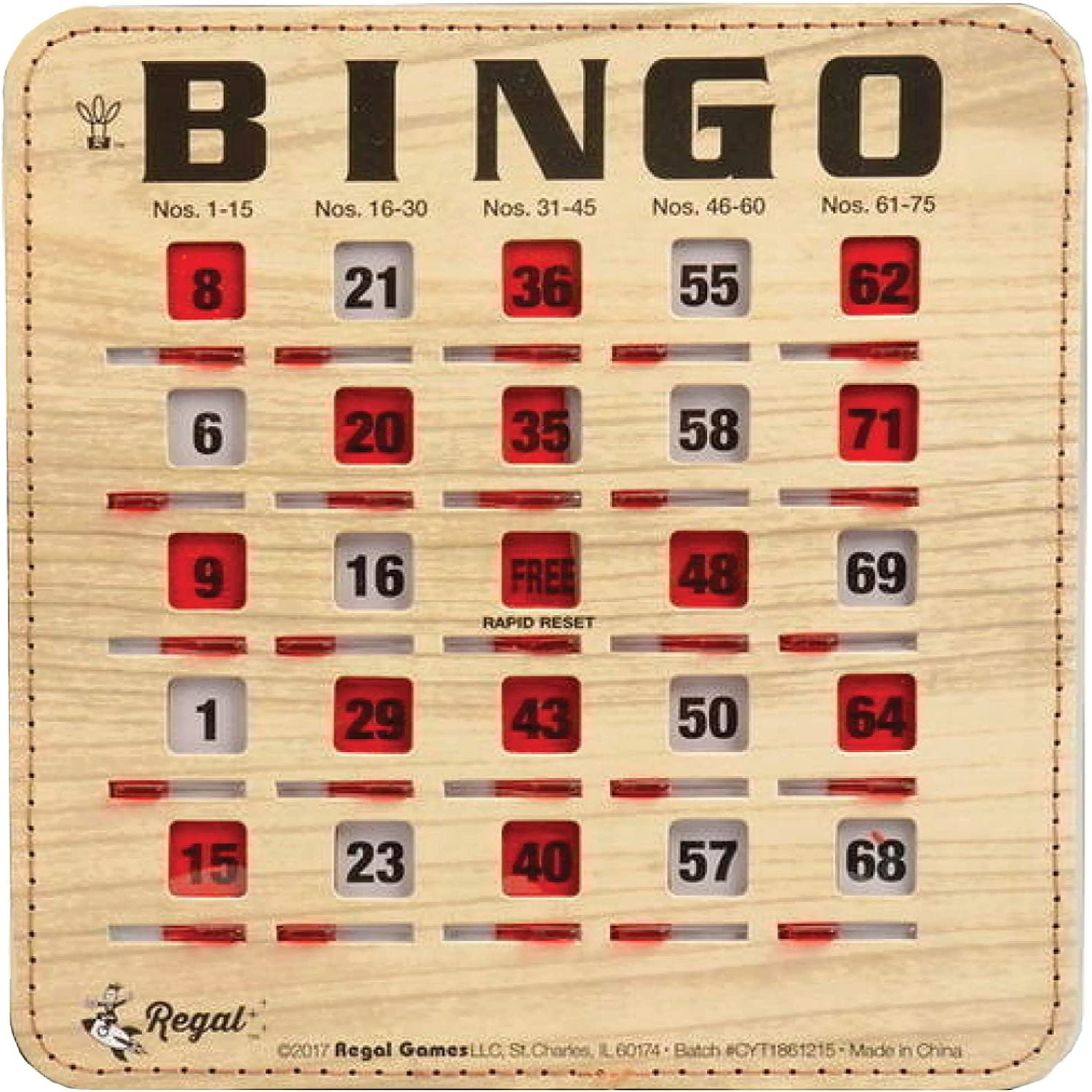 Regal Games 10-Pack Woodgrain Shutter Bingo Cards with Board Windows ...