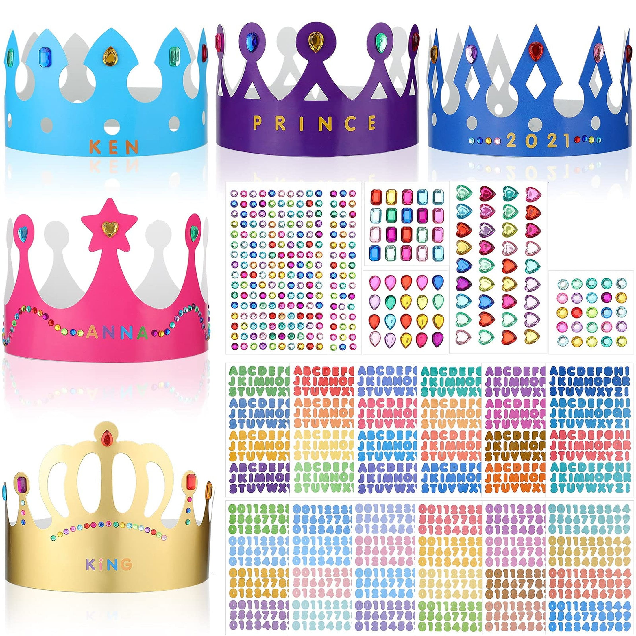 Regal Gemstone Crowns - Birthday Party Hats with Jewels & Letters for ...