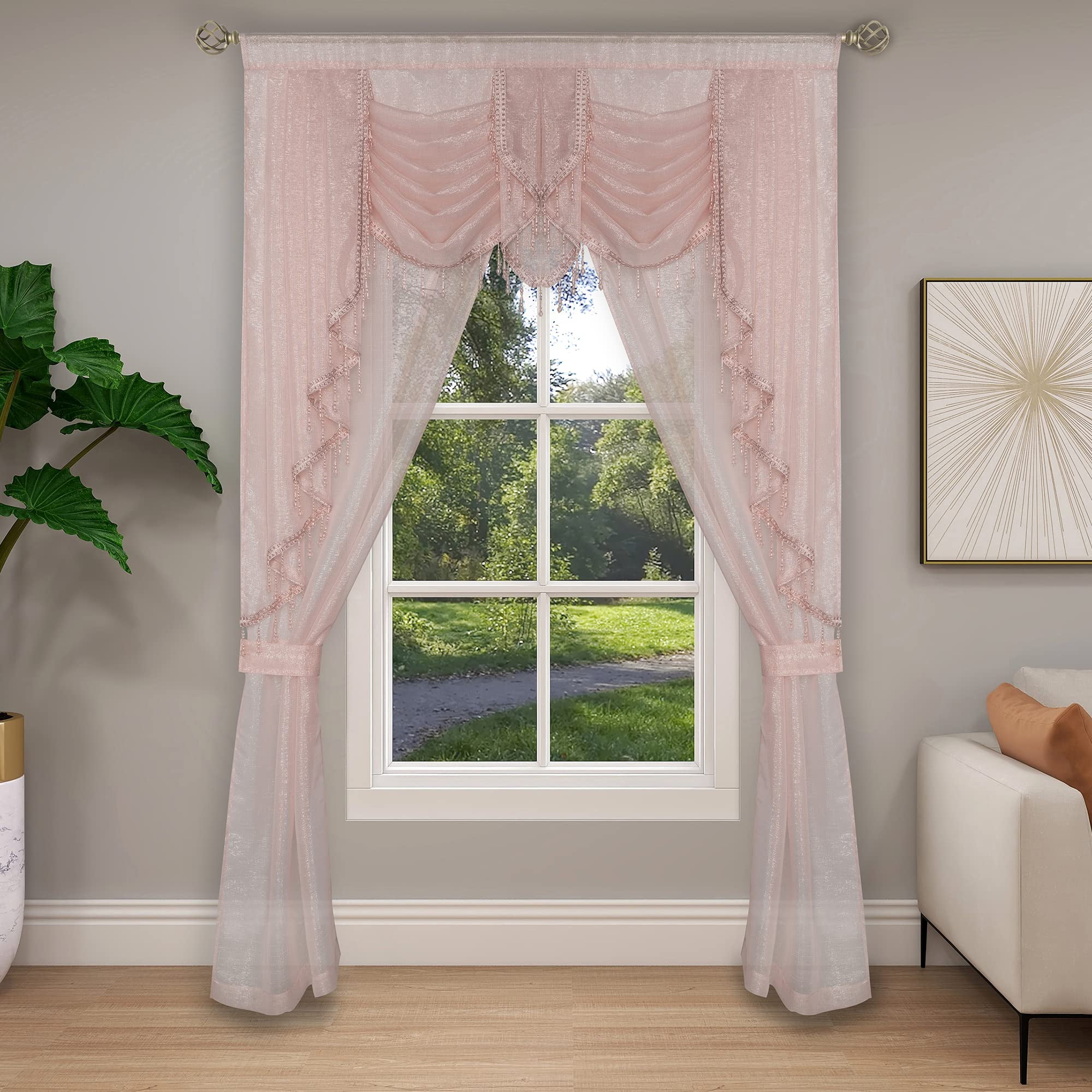 Regal Home Elegant 5-PC Window Curtain Set with Attached Valance for ...