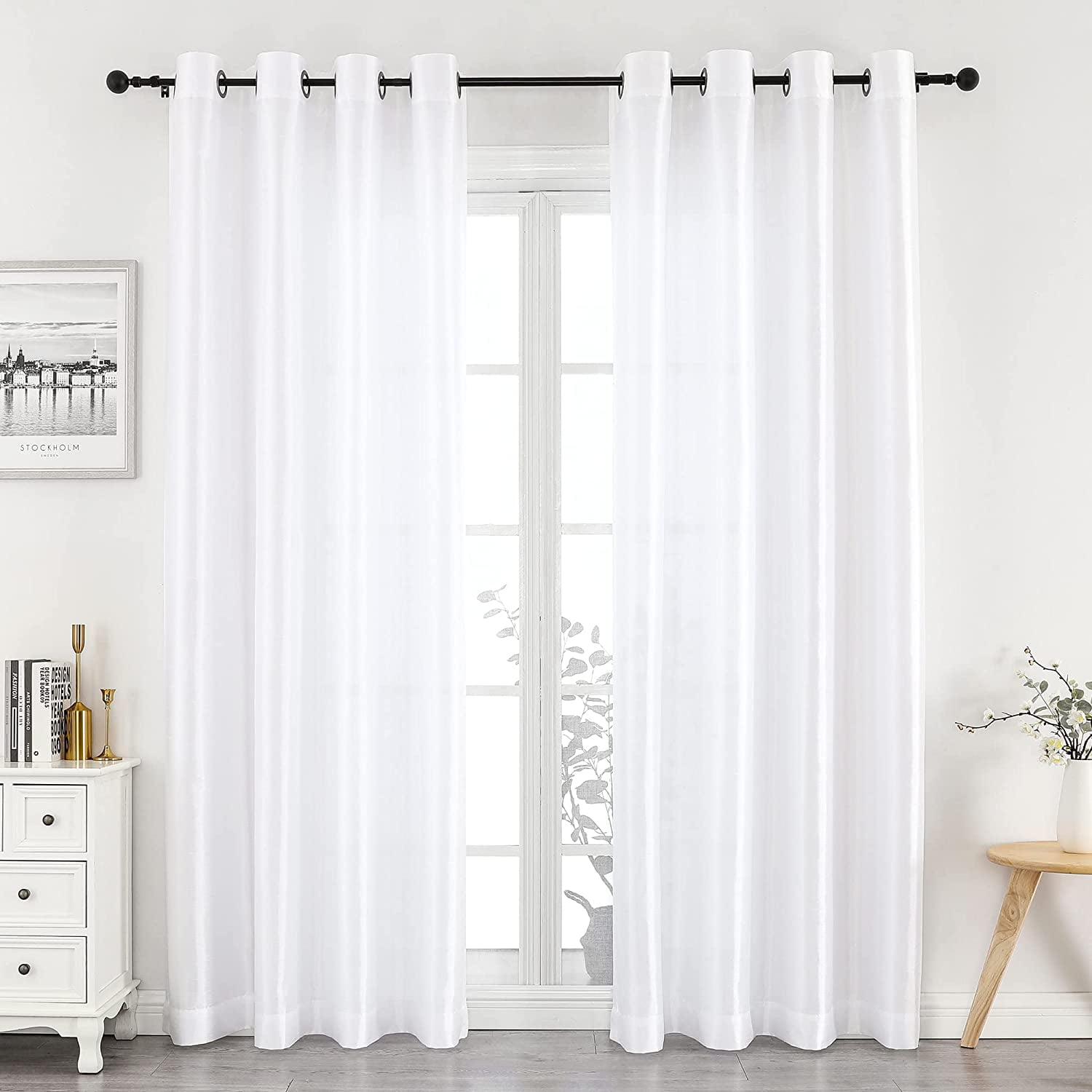 Regal Home White Drapes, 84" Light Filtering Grommet Window Curtain ...