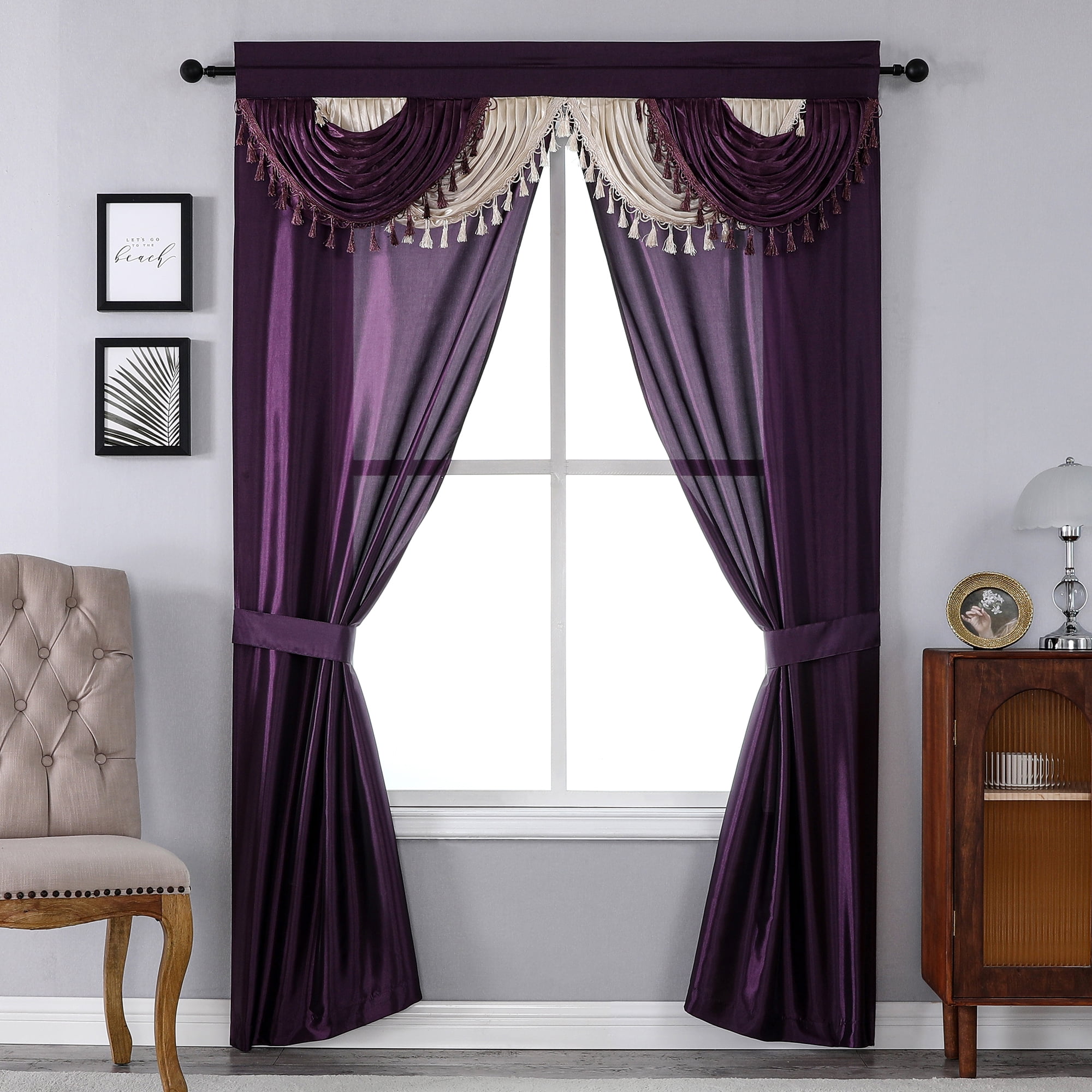 Regal Home Collections 5-Piece Curtain Set with Attached Valance and ...
