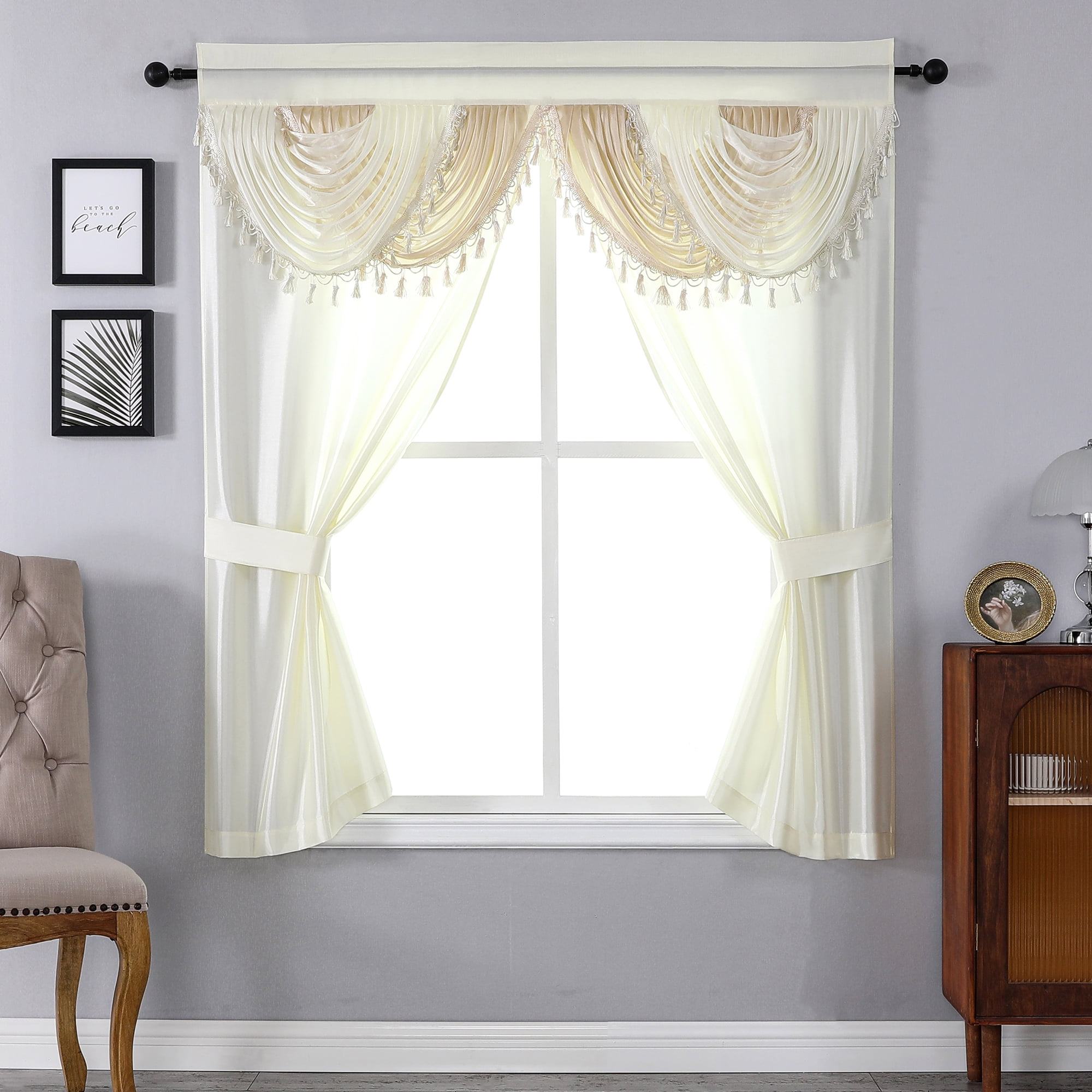 Regal Home Collections Amore Curtains 5-Piece Window Curtain Set - 54 ...