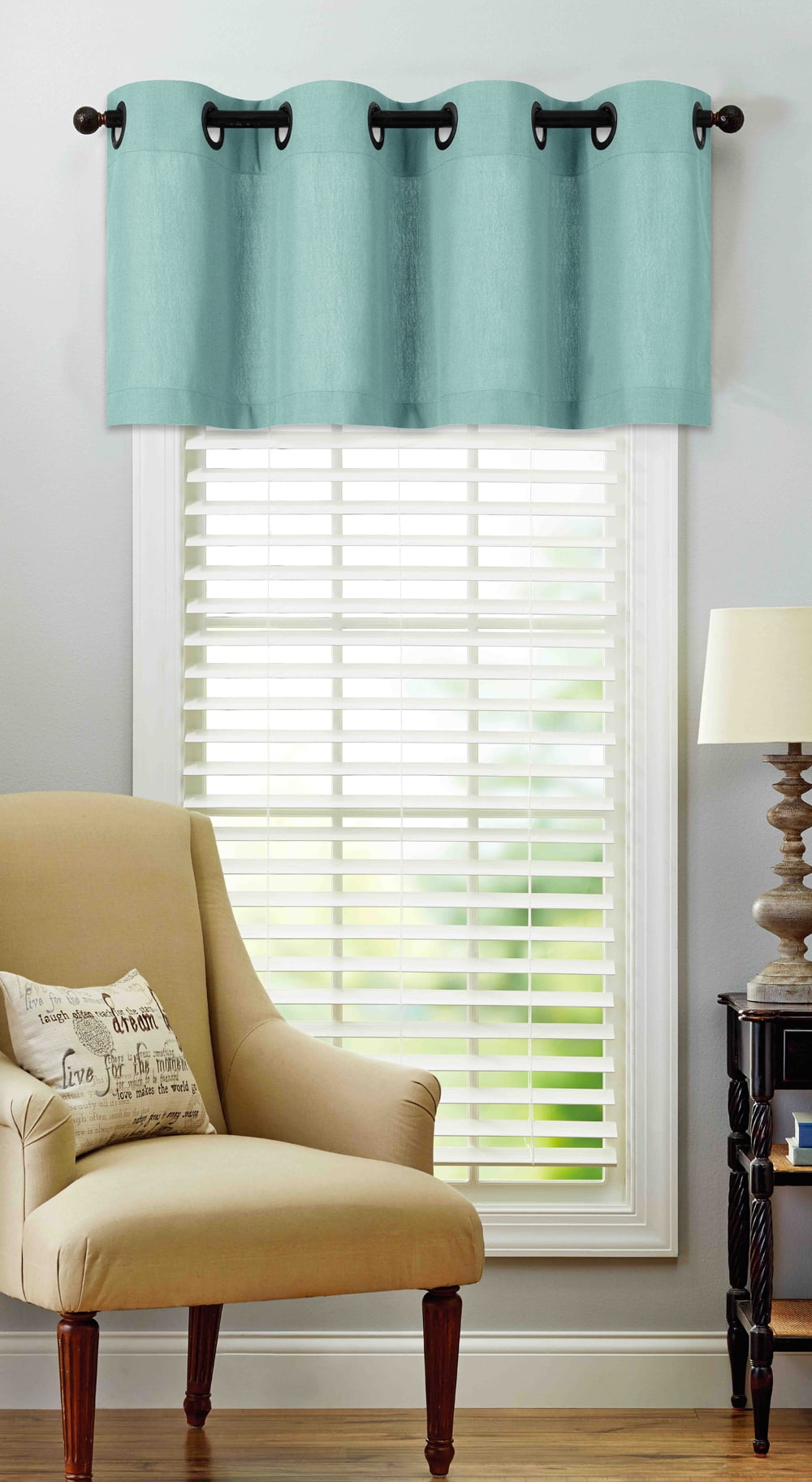 Regal Home Collections Oversized Grommet Top Window Valance - Aqua ...