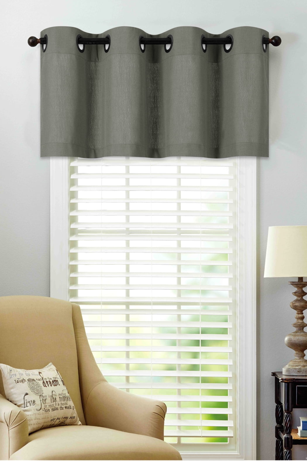 Regal Home Collections Oversized Grommet Top Window Valance - Gray ...