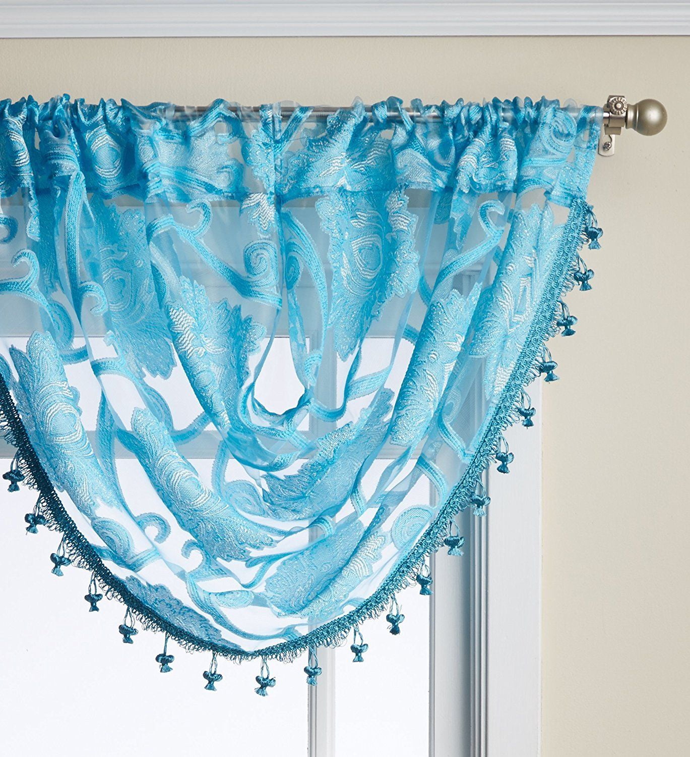 Regal Home Collections Scroll Sheer Waterfall Window Valances ...