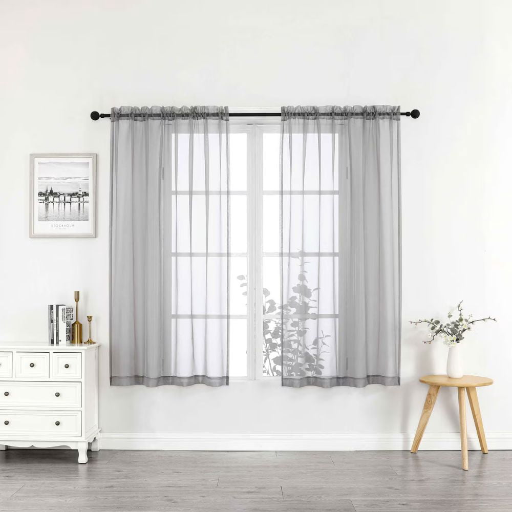 Regal Home Collections Solid Lightweight Voile Sheer Curtains - Rod ...