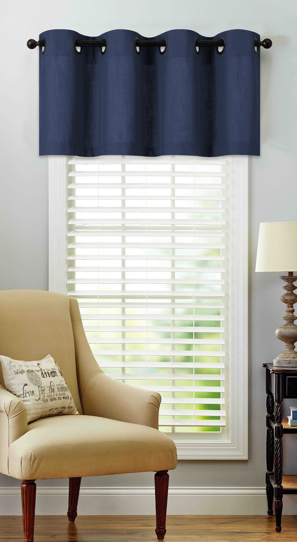 Regal Home Collections Wide 50in x 18in Navy Grommet Top Window Valance ...