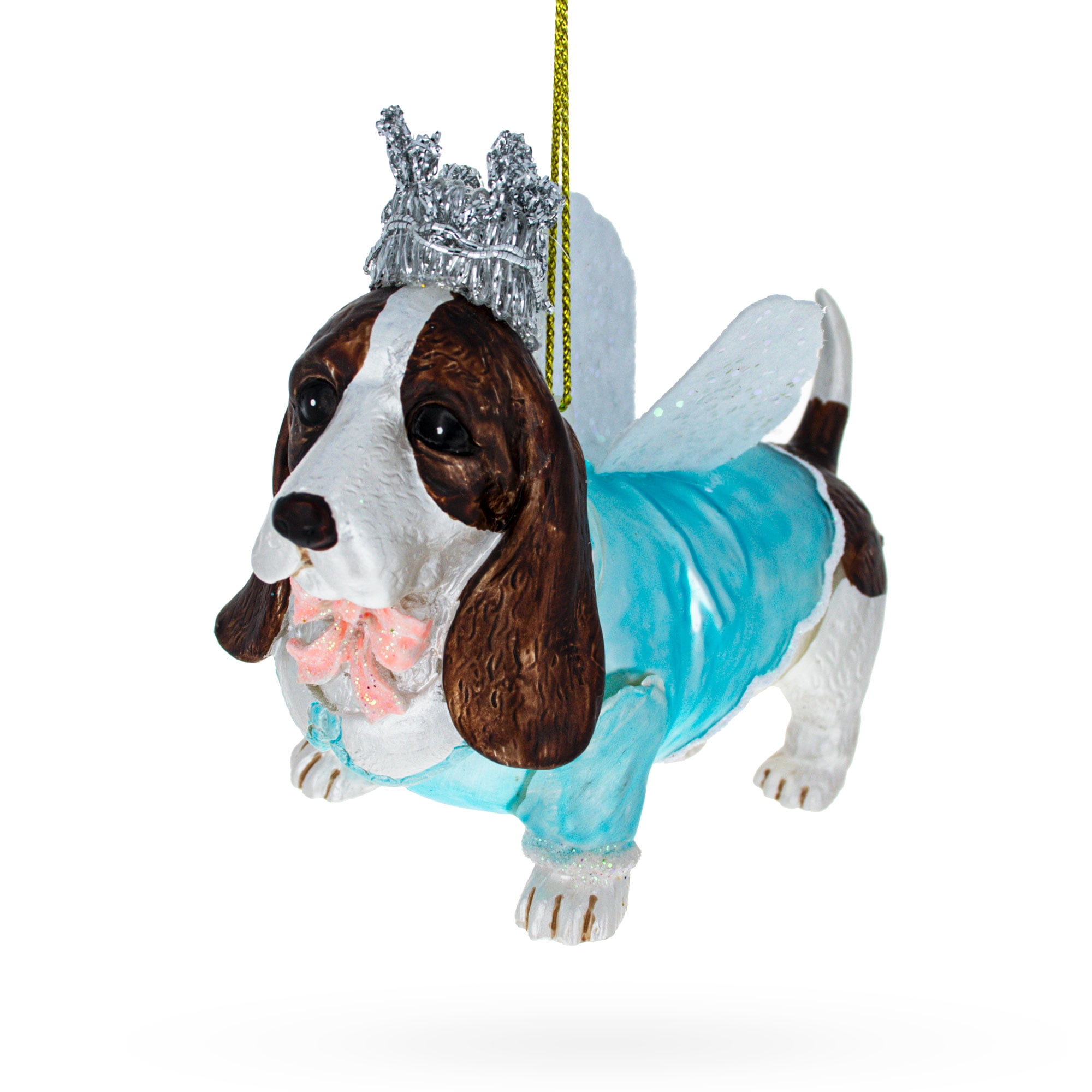 Basset Dog with Crown and Wings Glass Christmas Ornament - Walmart.com