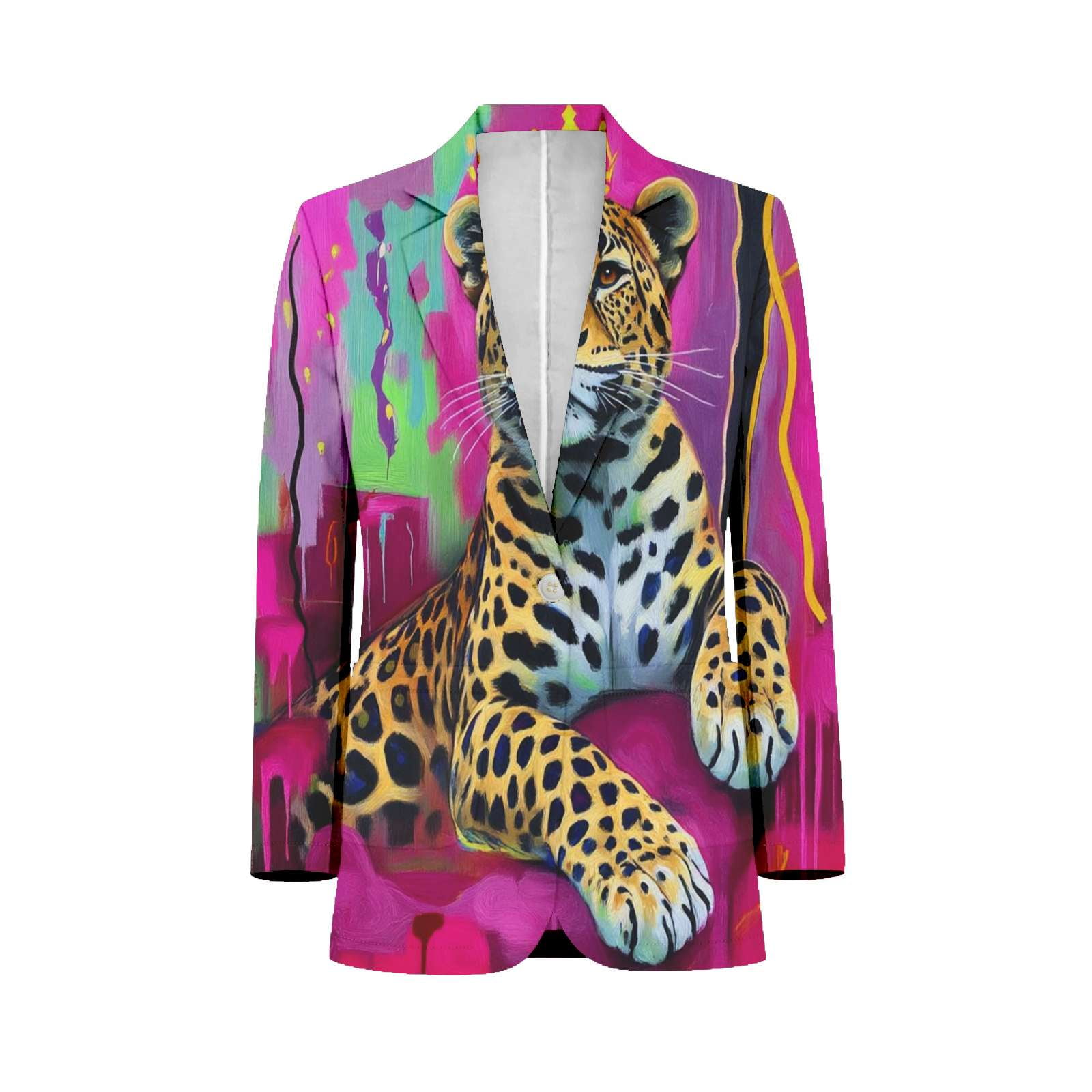 Regal Leopard Vibrant Throne Art Customized Men's Suits full man Shawl ...