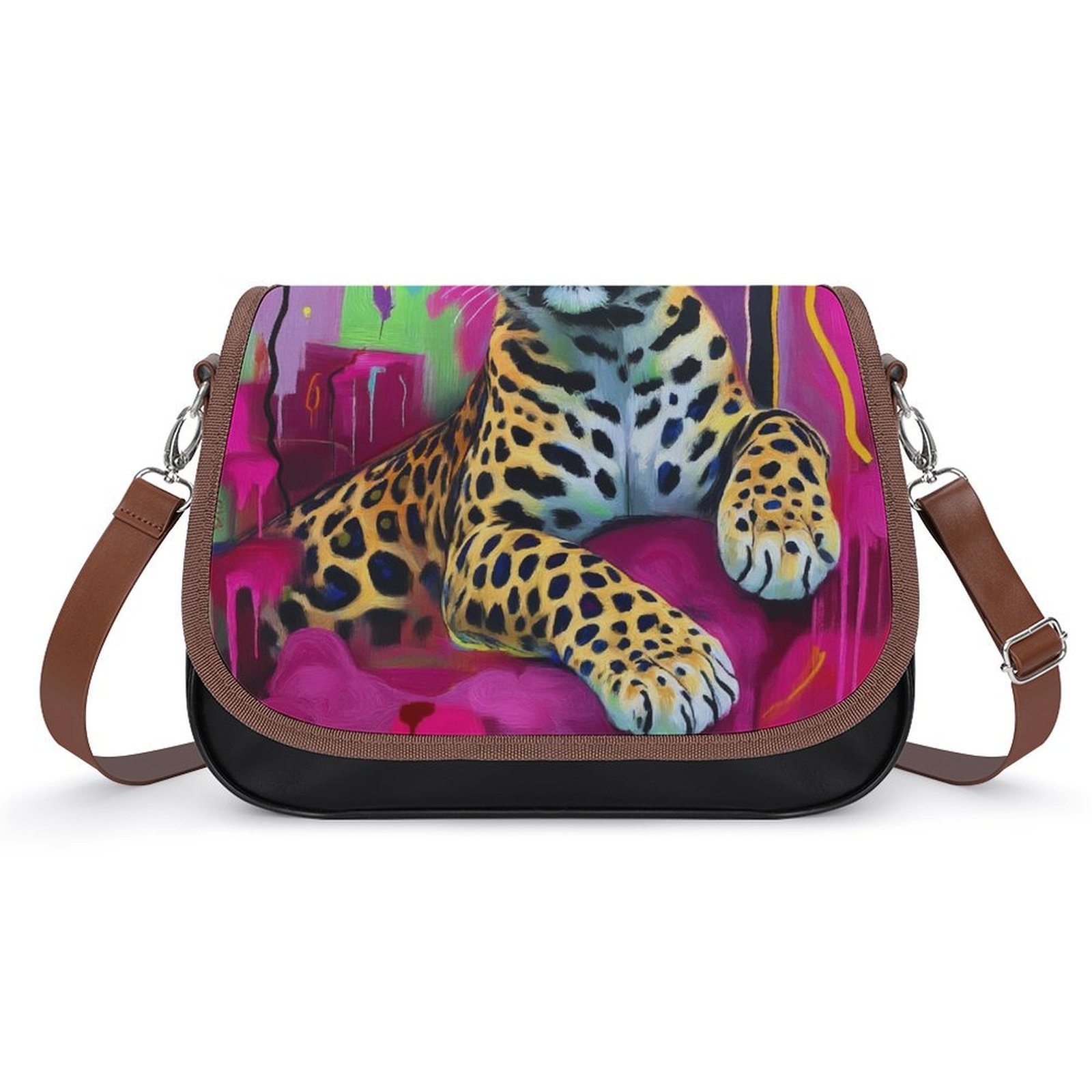 Regal Leopard Vibrant Throne Art Vintage Crossbody Bag For Women Medium ...