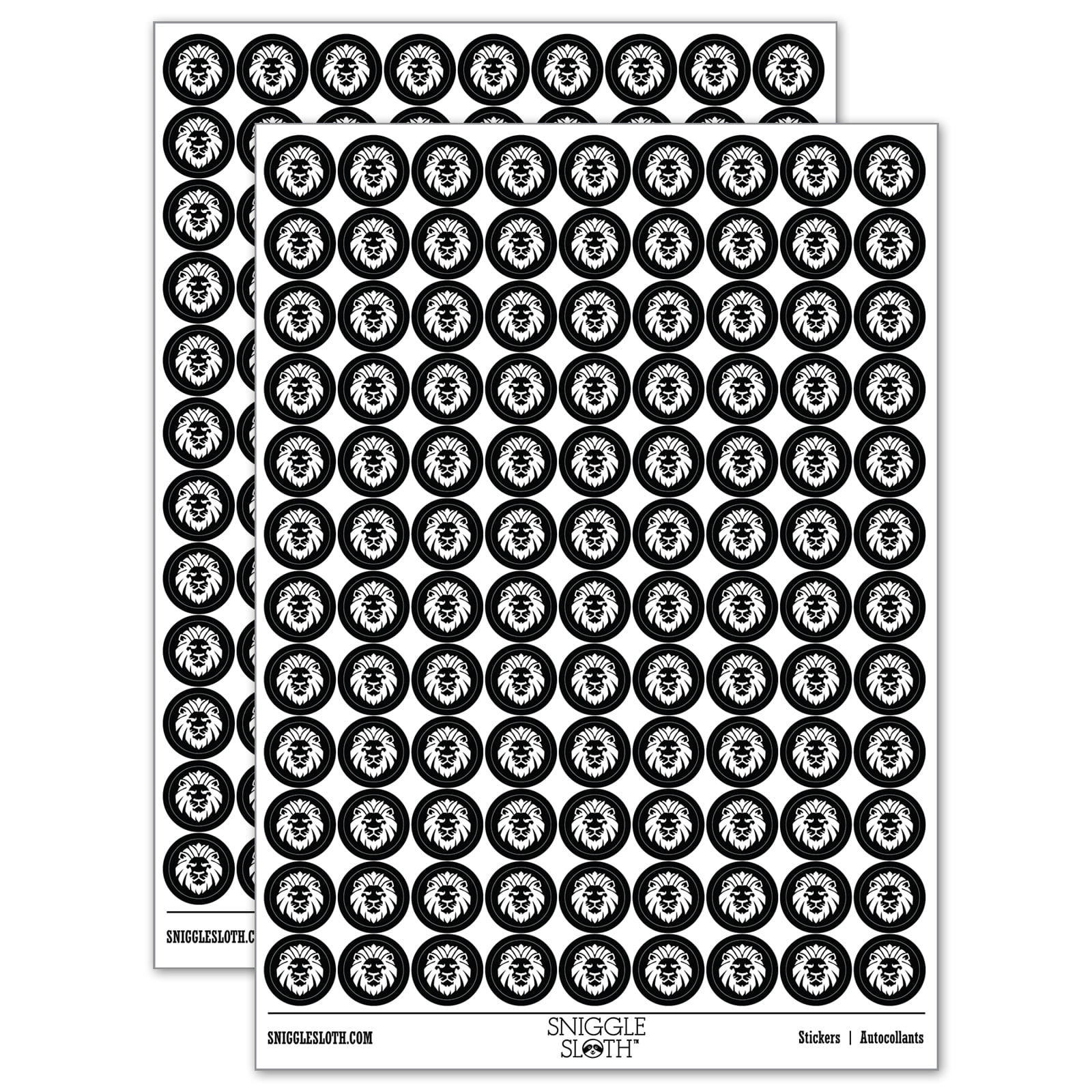 Regal Lion Head 200+ Round Stickers - Black - Matte Finish - 0.50" Size ...