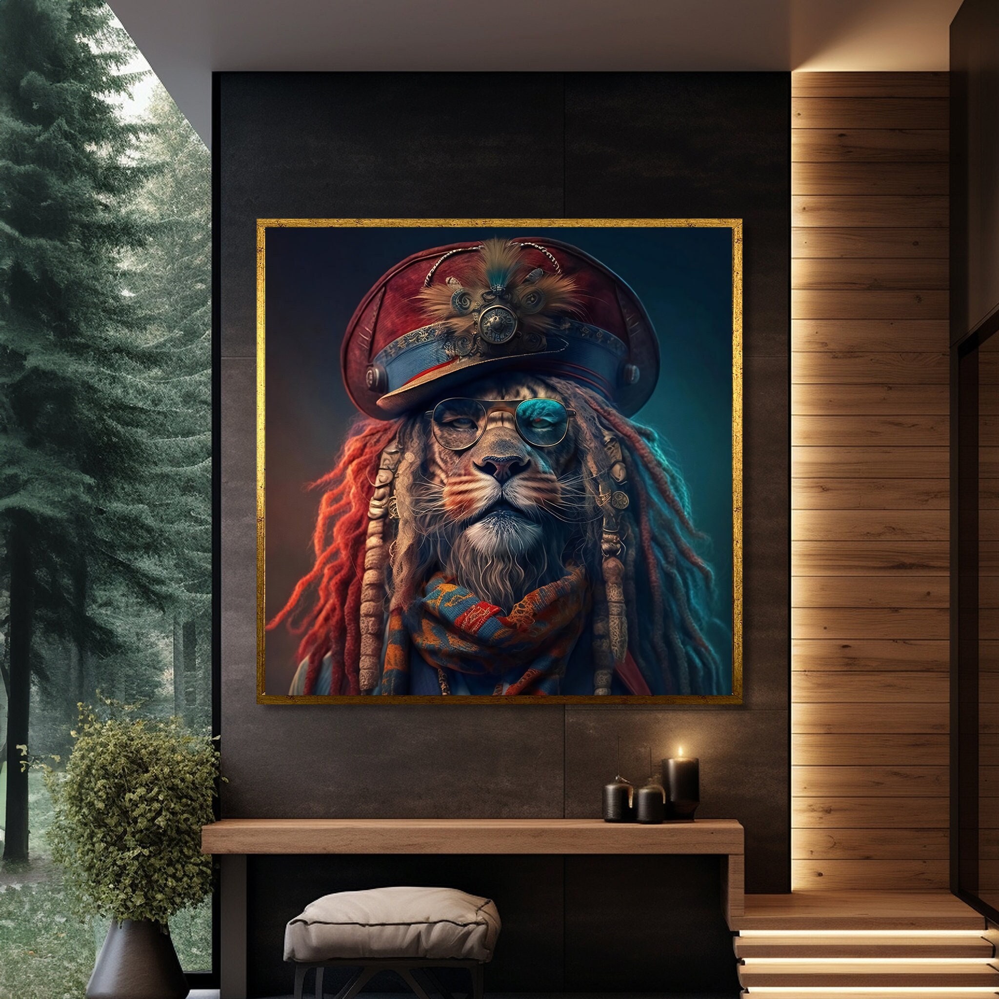 Regal Lion Portrait -, Unique Animal Art For Modern Home Decor UNFRAMED ...