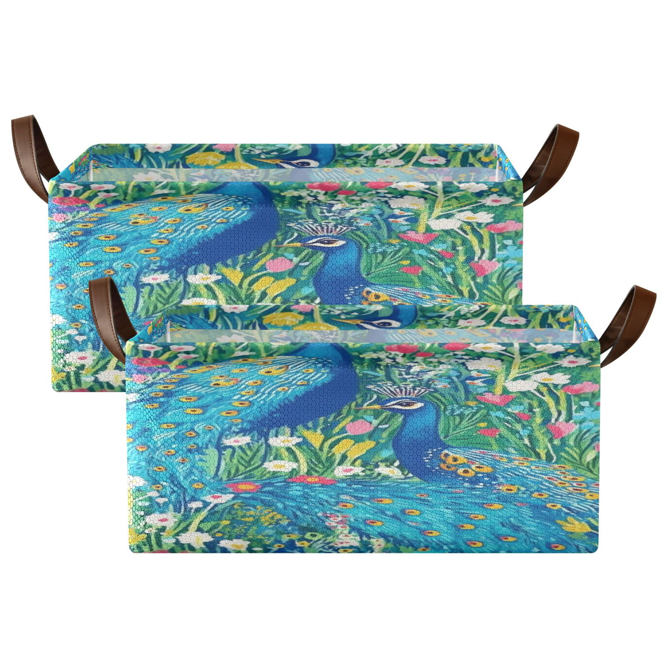 Regal Peacocks Shelf Baskets Set of 2 Foldable Metal Frame Open Storage ...