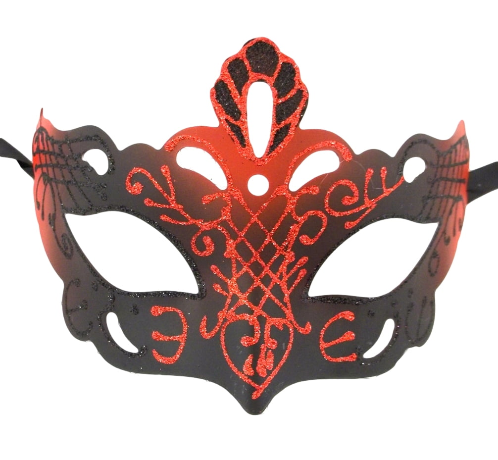 Regal Red Black Laser Cut Glitter Masquerade Venetian Mask - Walmart.com