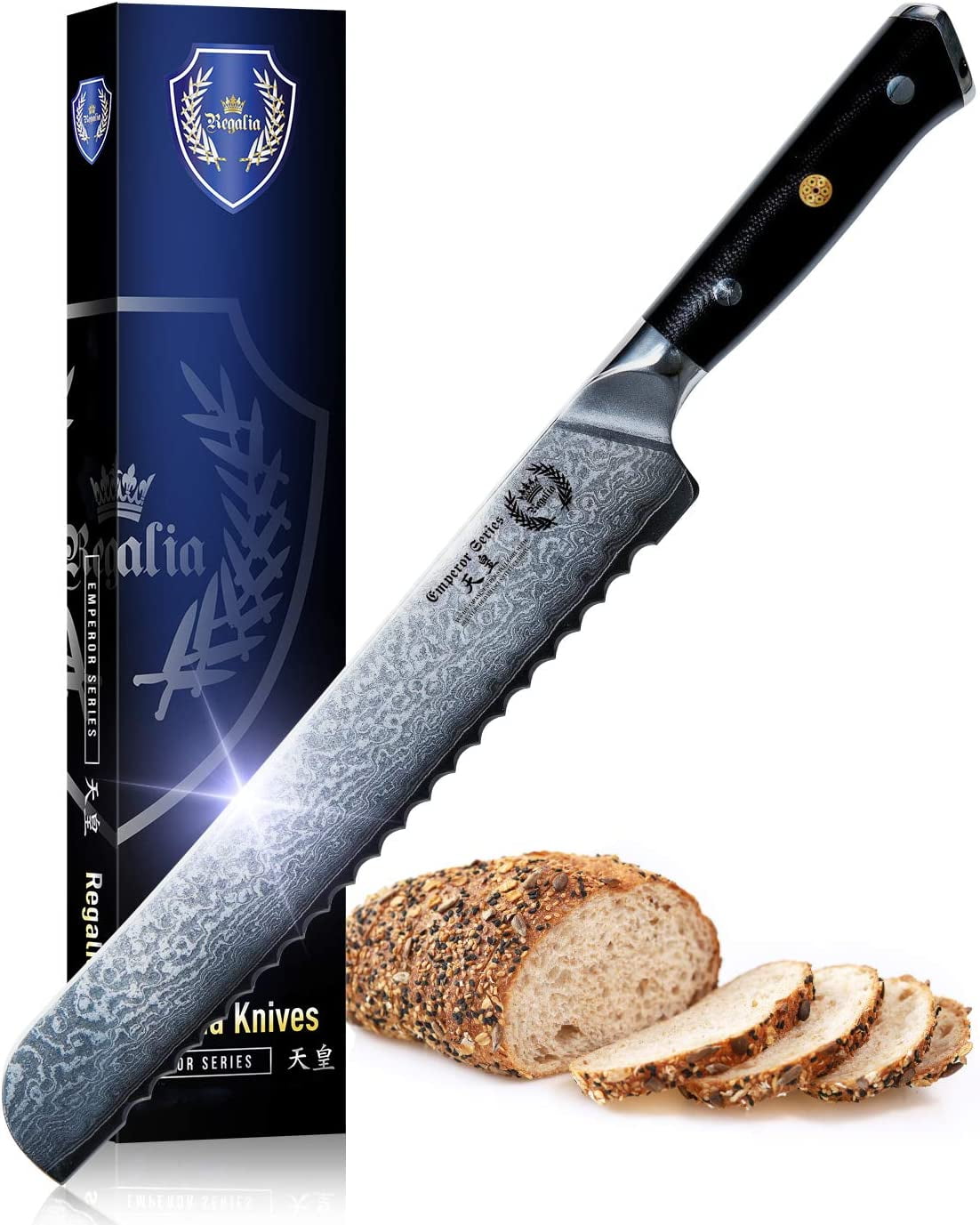 Regalia Bread Knife 10 inch: Professional Serrated Japanese AUS-10 67 ...